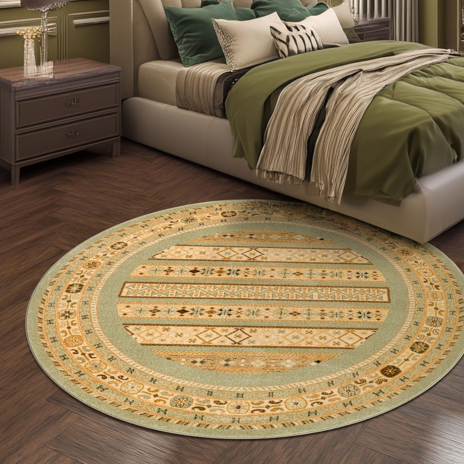 Unique Loom Fars Collection Area Rug - Pasadena (6' 1" Round Light ...