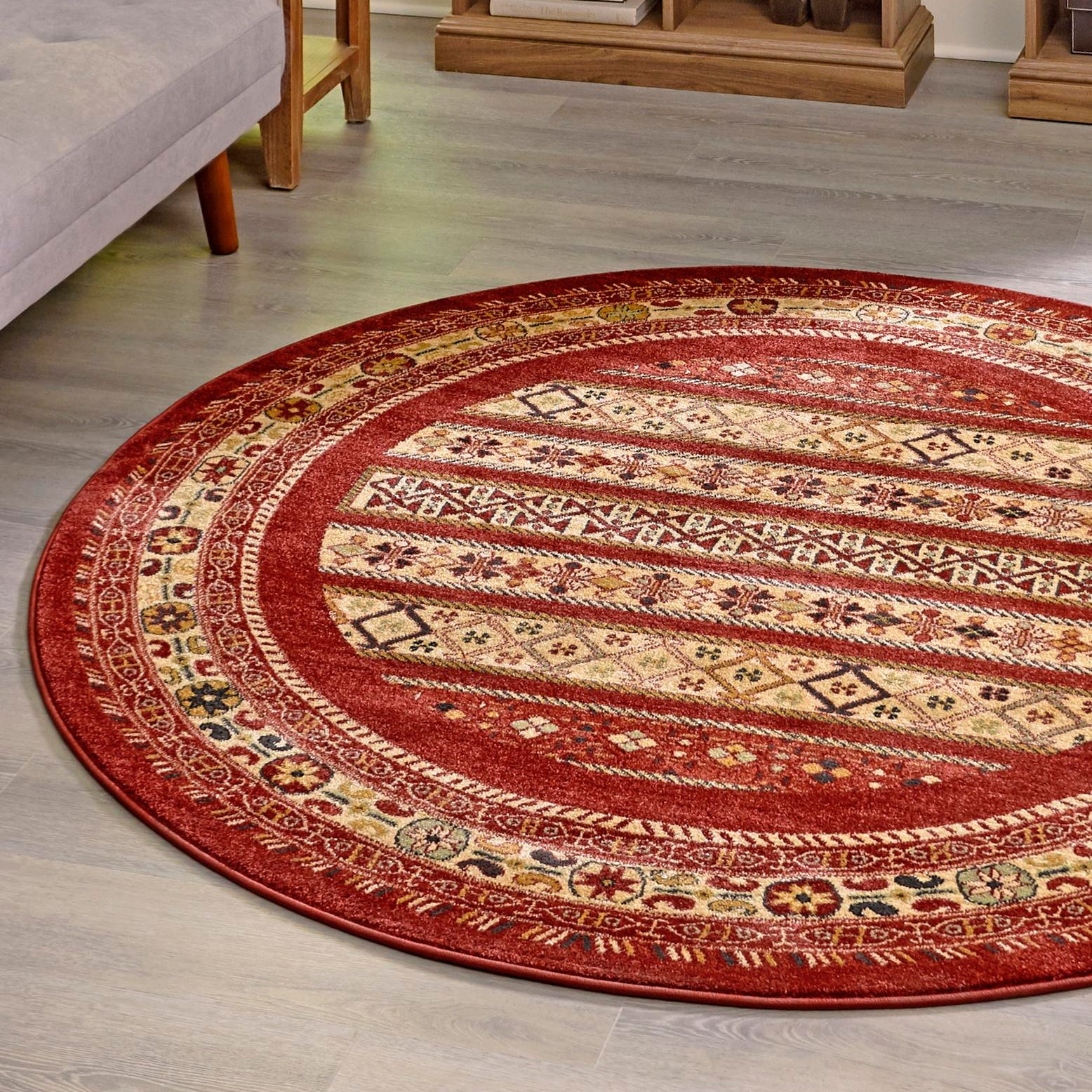 Unique Loom Fars Collection Area Rug - Pasadena (8' Round Rust Red ...