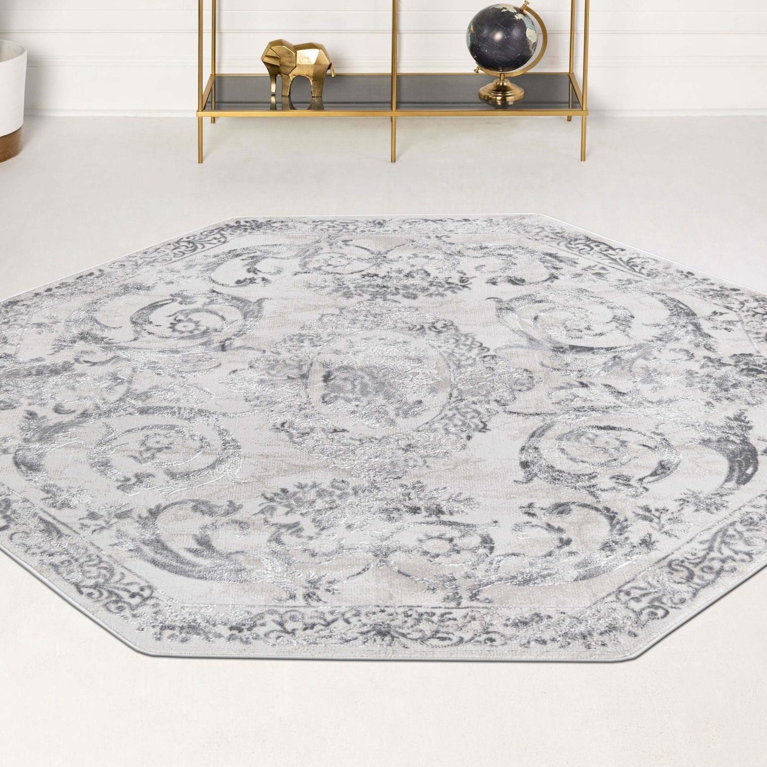 Unique Loom Finsbury Collection Area Rug - Diana (7' 10" Octagon Gray ...