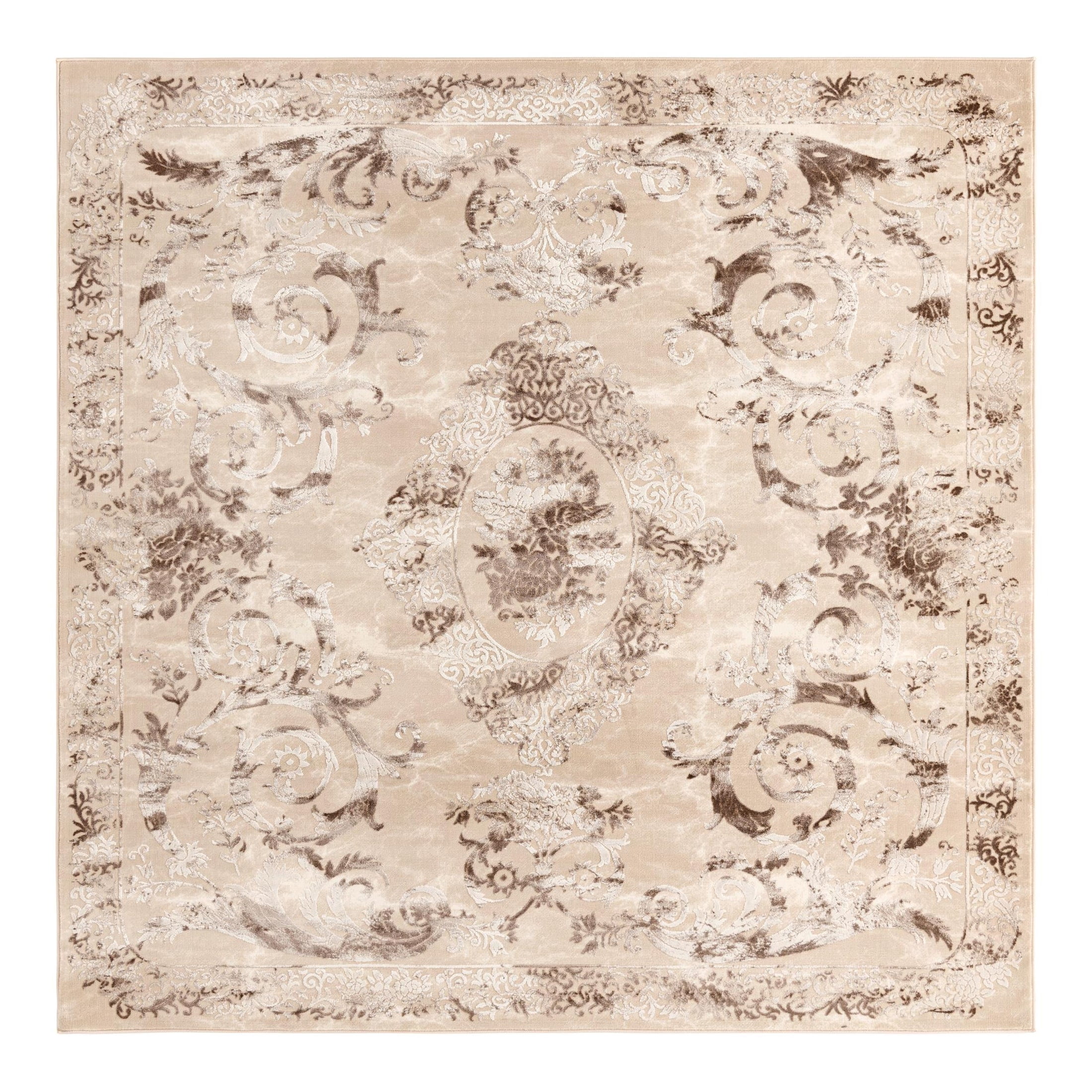 Unique Loom Finsbury Collection Area Rug - Diana (7' 10" Square Beige ...