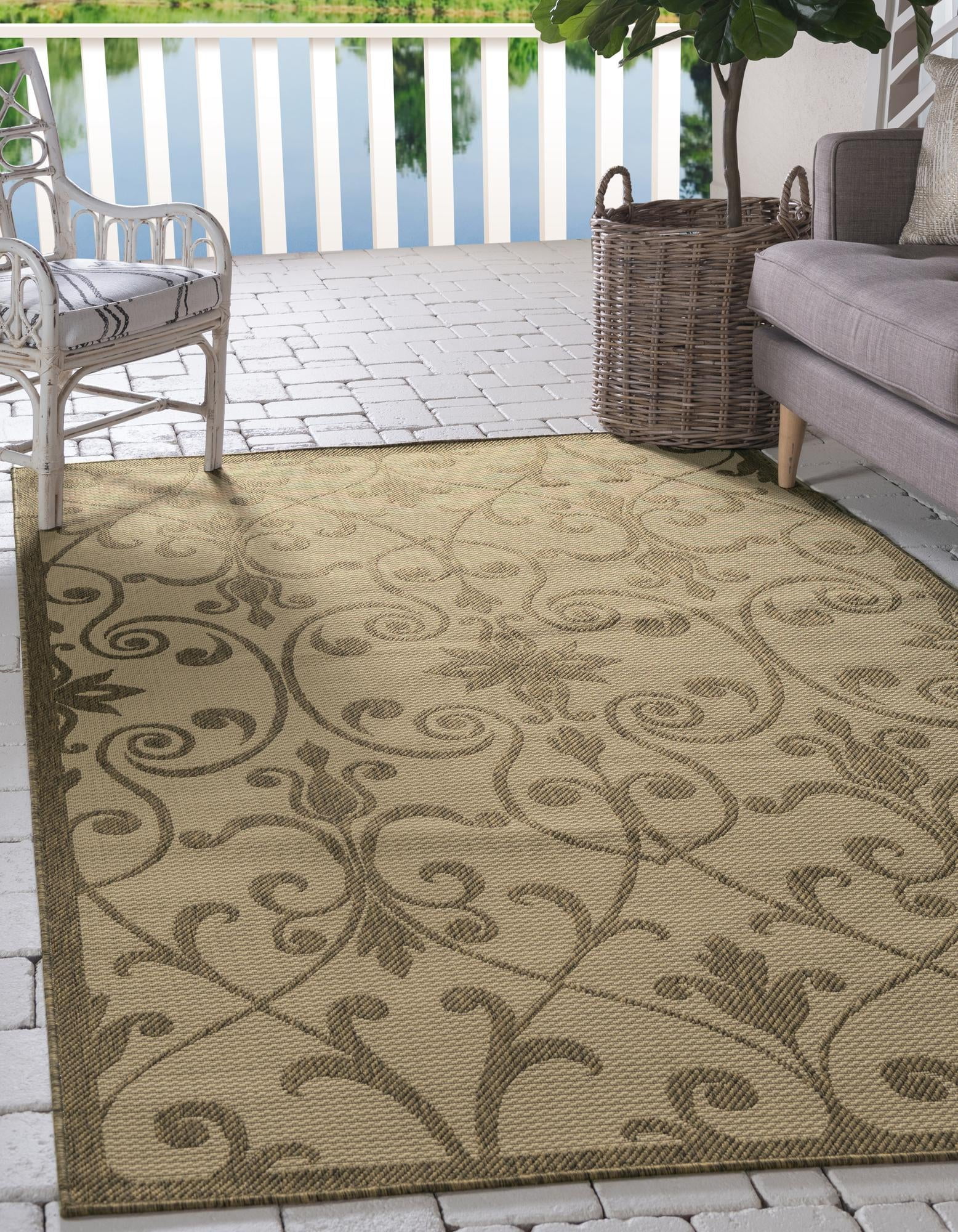 Unique Loom Gate Outdoor Botanical Rug , 3' 3" x 5' 1" ,Brown - Walmart.com