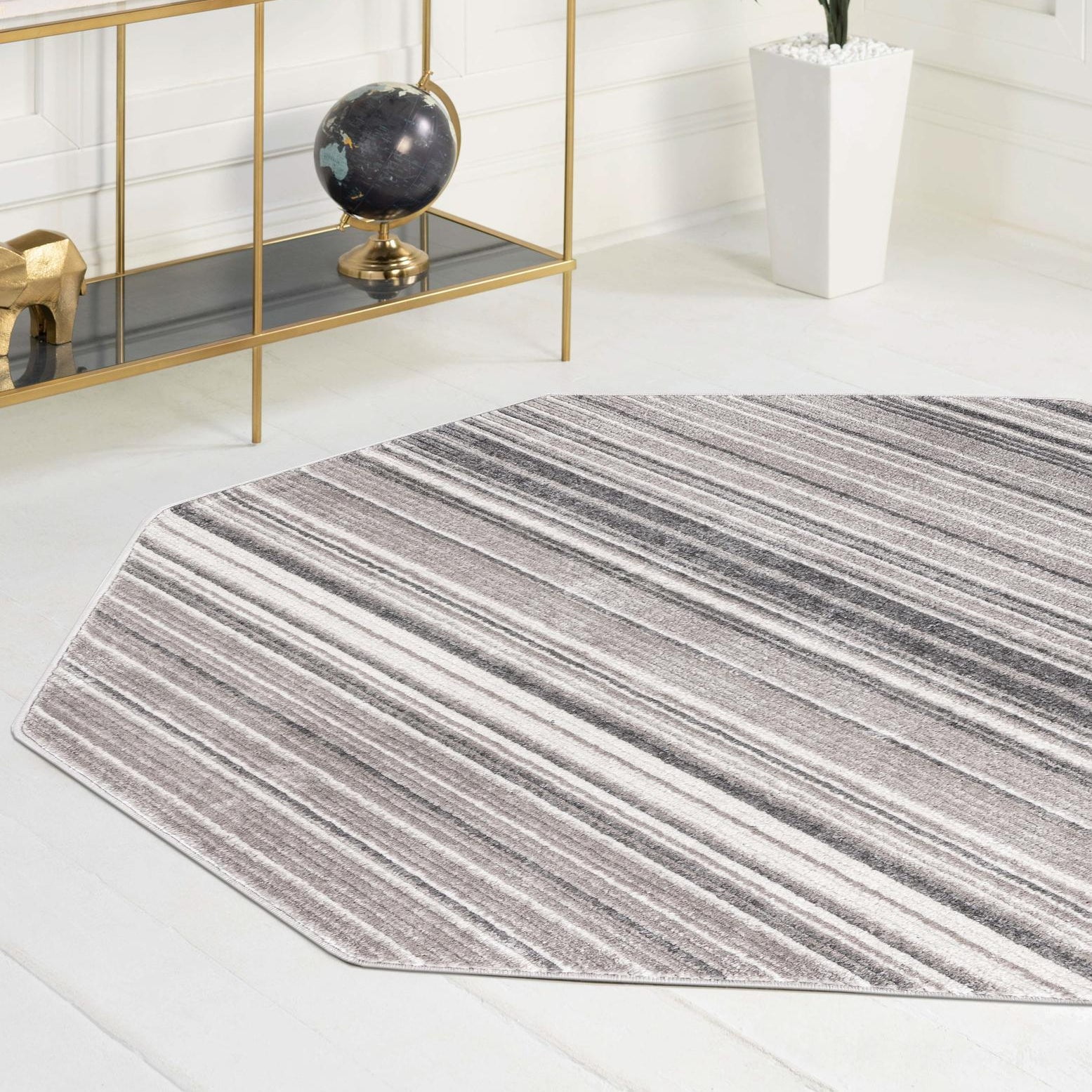 Unique Loom Gemstone Collection Area Rug - Topaz (7' 3" Octagon Gray/Ivory) - Walmart.com