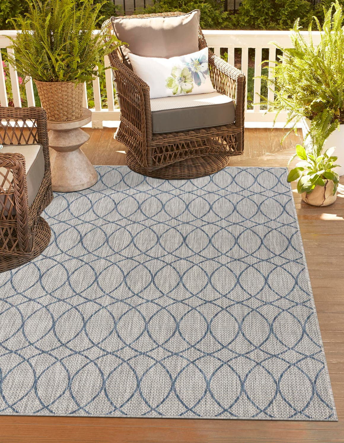 Unique Loom Gitter Outdoor Trellis Rug 2' 2 x 3' 0 Rectangle Gray Blue ...