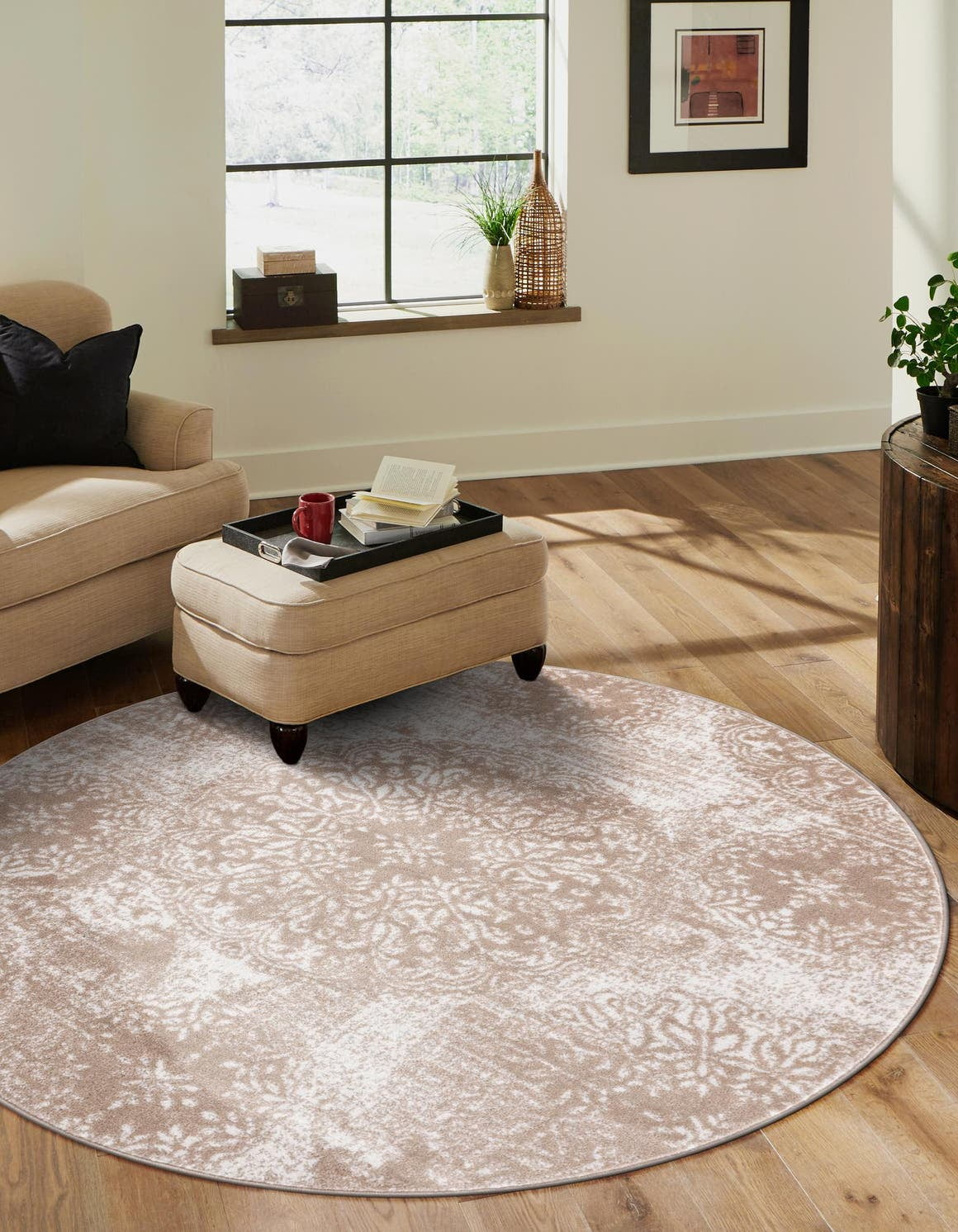 Unique Loom Grand Sofia Rug 5' 1 x 5' 1 Round Beige - Walmart.com