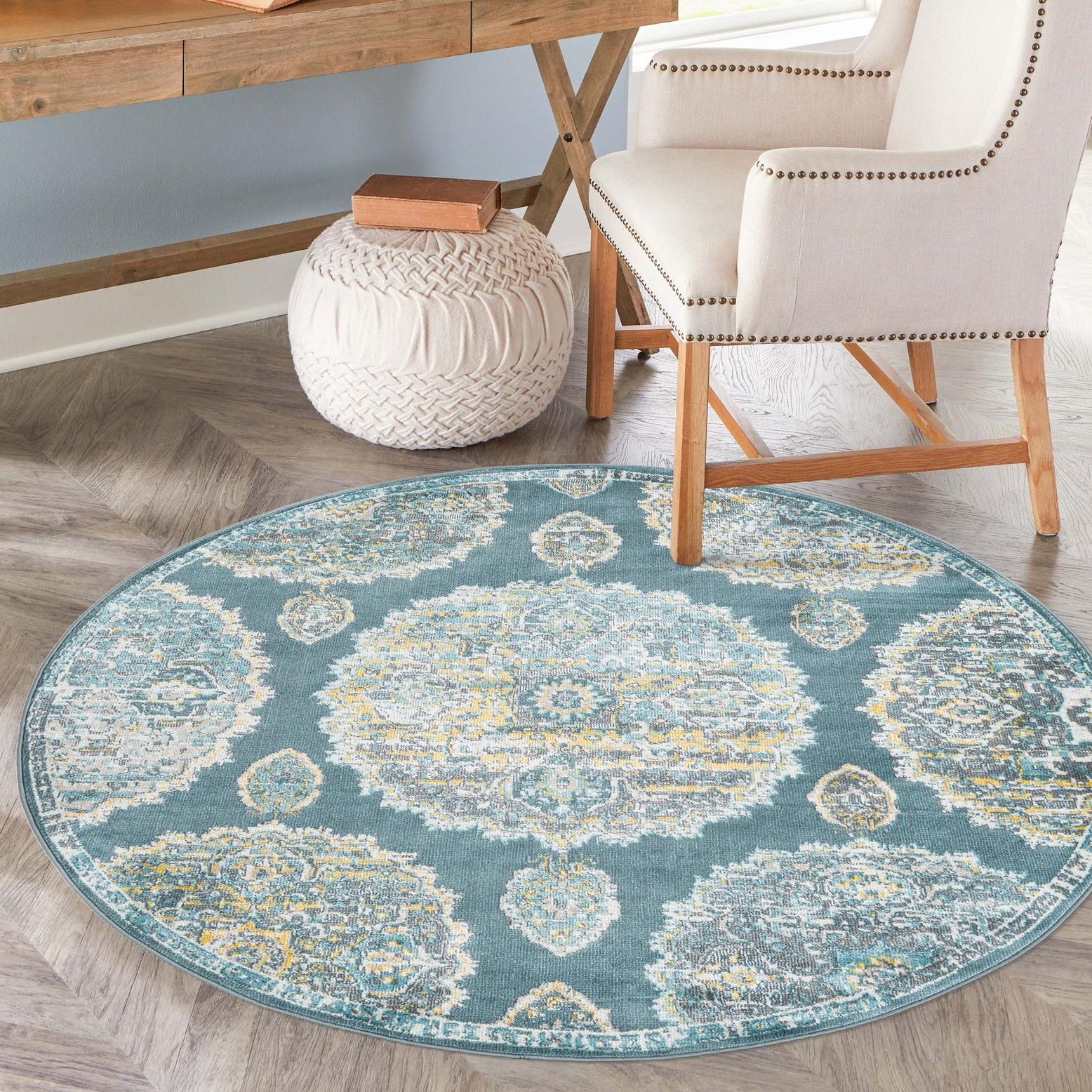 Unique Loom Paragon Collection Area Rug - Grayson (3' 3" Round Gray and ...