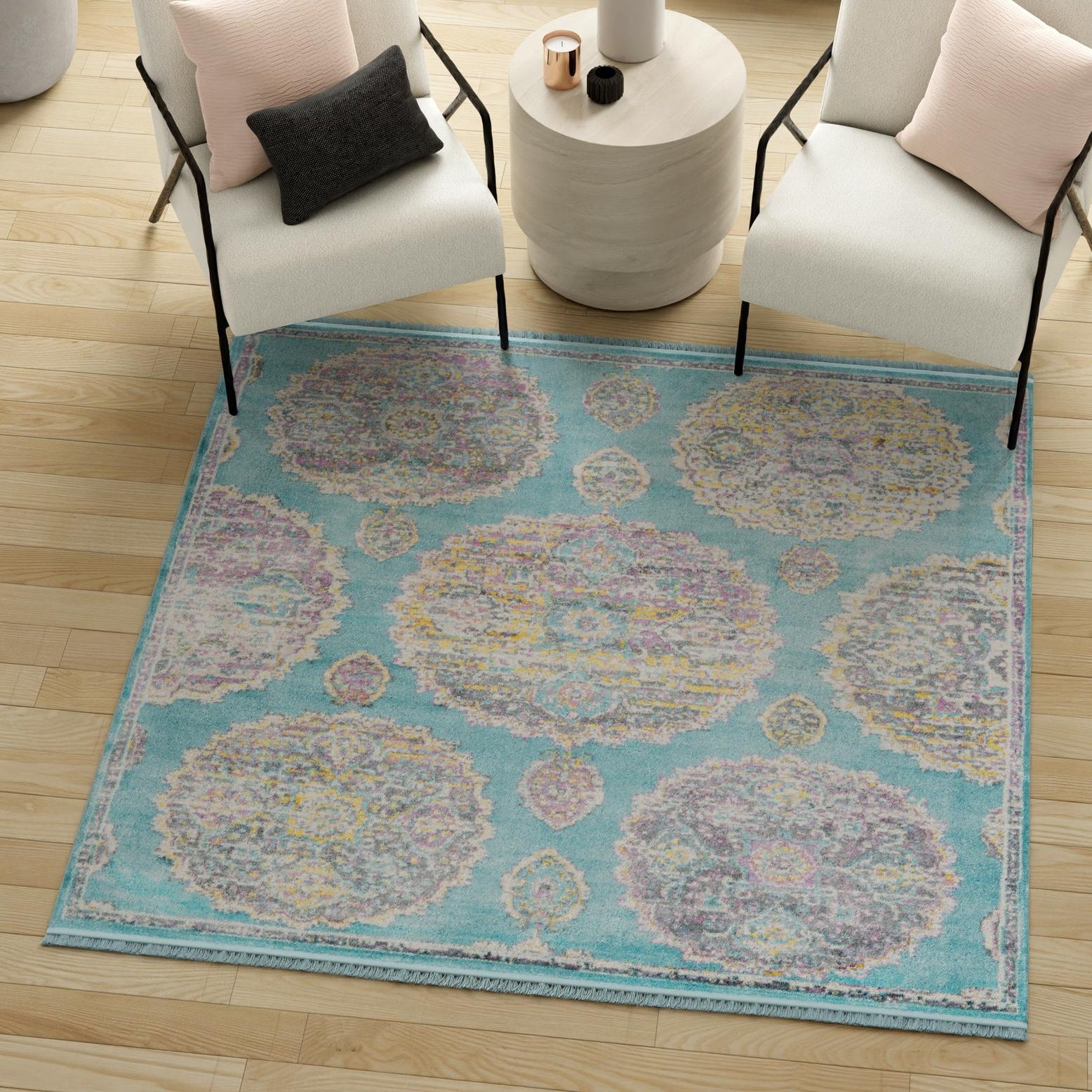 Unique Loom Paragon Collection Area Rug - Grayson (5' 5" Square Blue ...