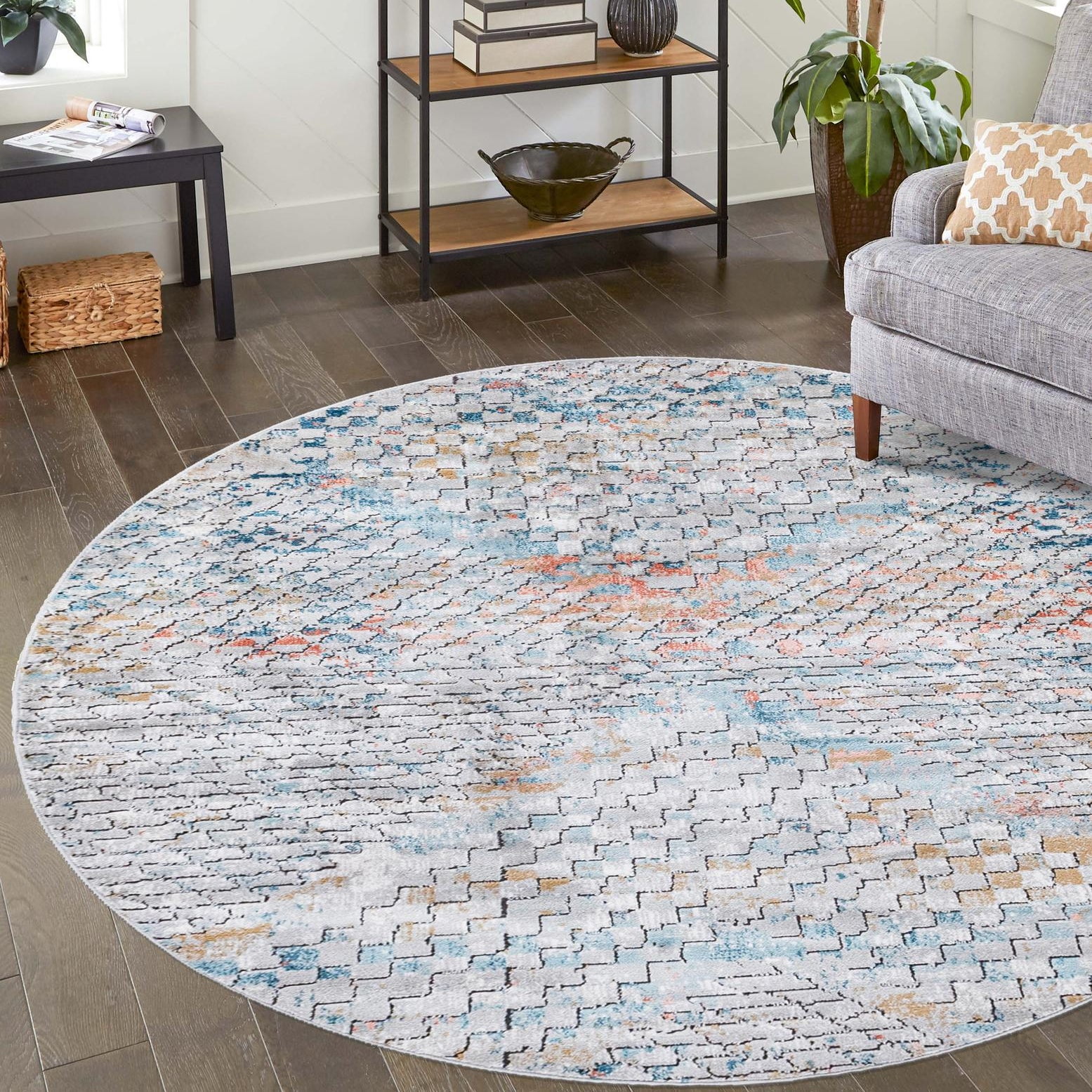 Unique Loom Leipzig Collection Area Rug - Grunderzeit (6' 1" Round ...