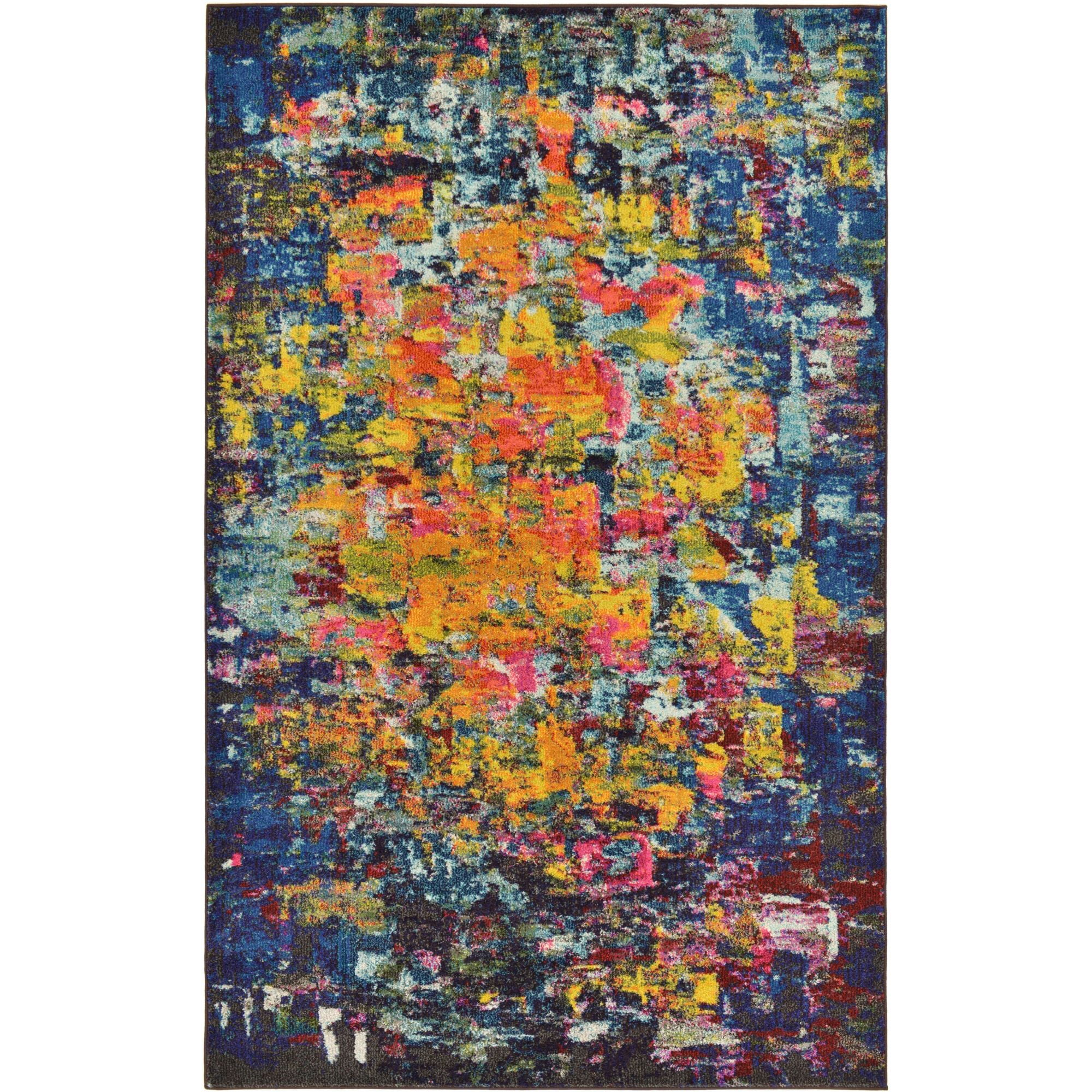 Unique Loom Guell Estrella Rug Multi/Blue 5' 1" x 8' Rectangle Abstract ...