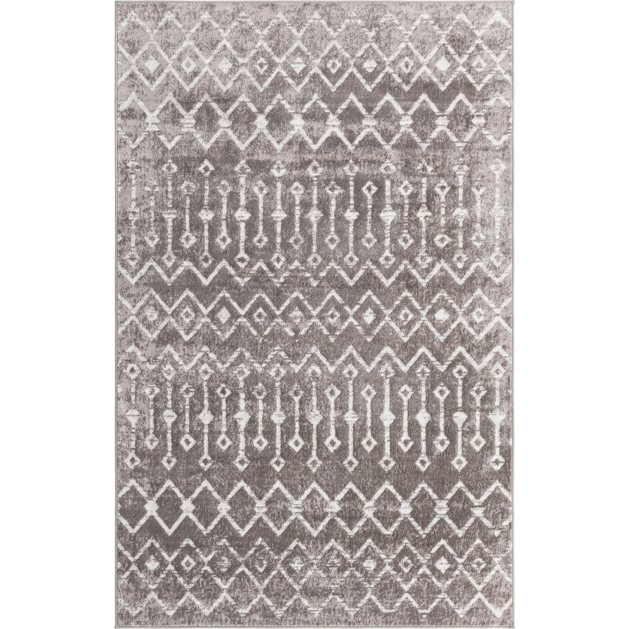 Unique Loom Gypsy Bohemian Trellis Rug Stone Gray/Ivory 5' 3" x 8 ...