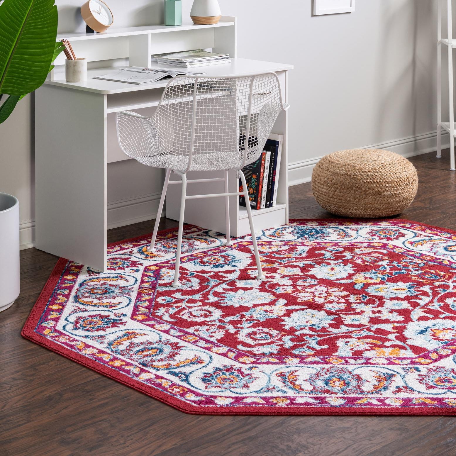 Unique Loom Aurelia Collection Area Rug - Hadrian (7' Octagon Magenta ...