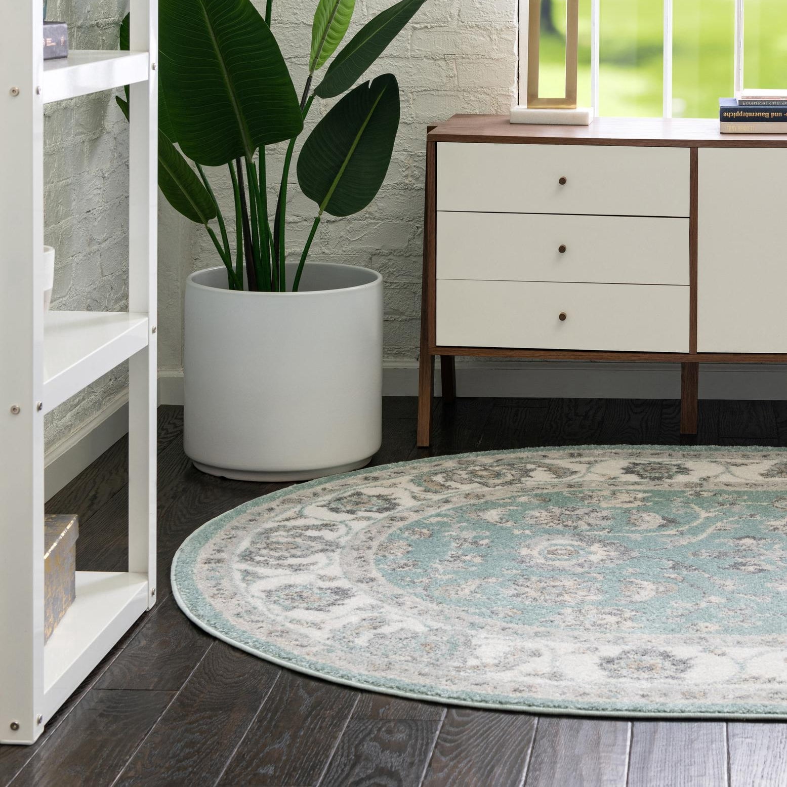 Unique Loom Aurelia Collection Area Rug - Hadrian (5' x 8' Oval Aqua ...