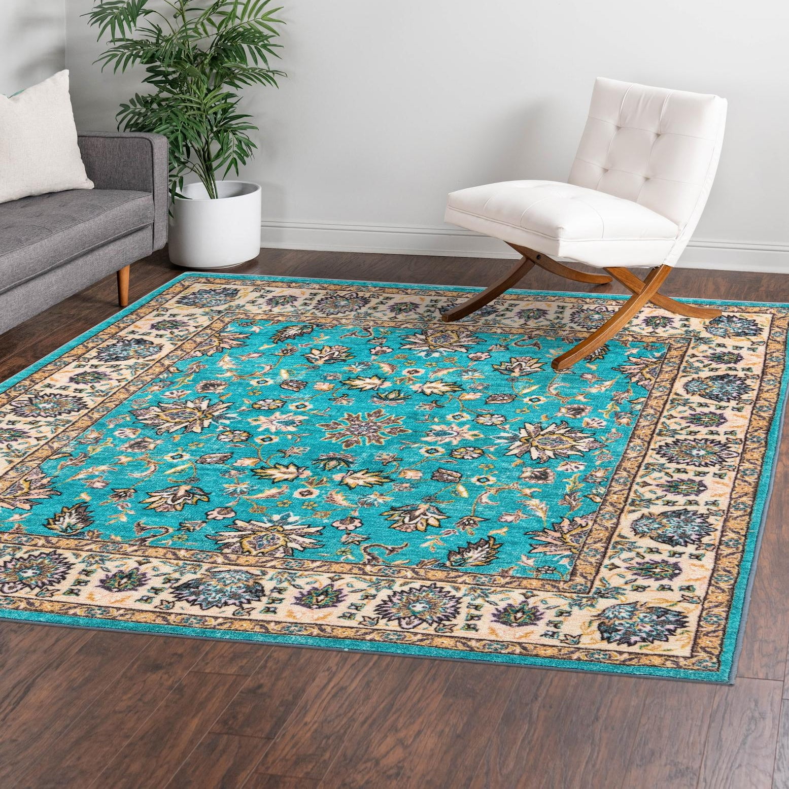 Unique Loom Medina Collection Area Rug - Hijaz (5' 3" Square Arctic ...