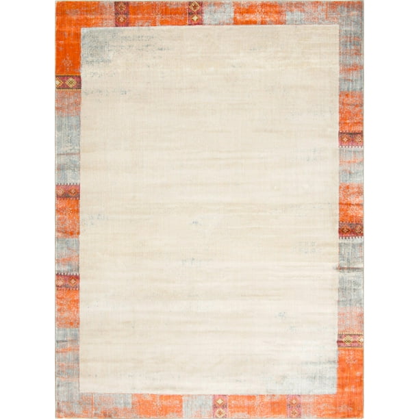 Unique Loom Indoor Rectangular Distressed Modern Area Rugs Orange/Blue ...