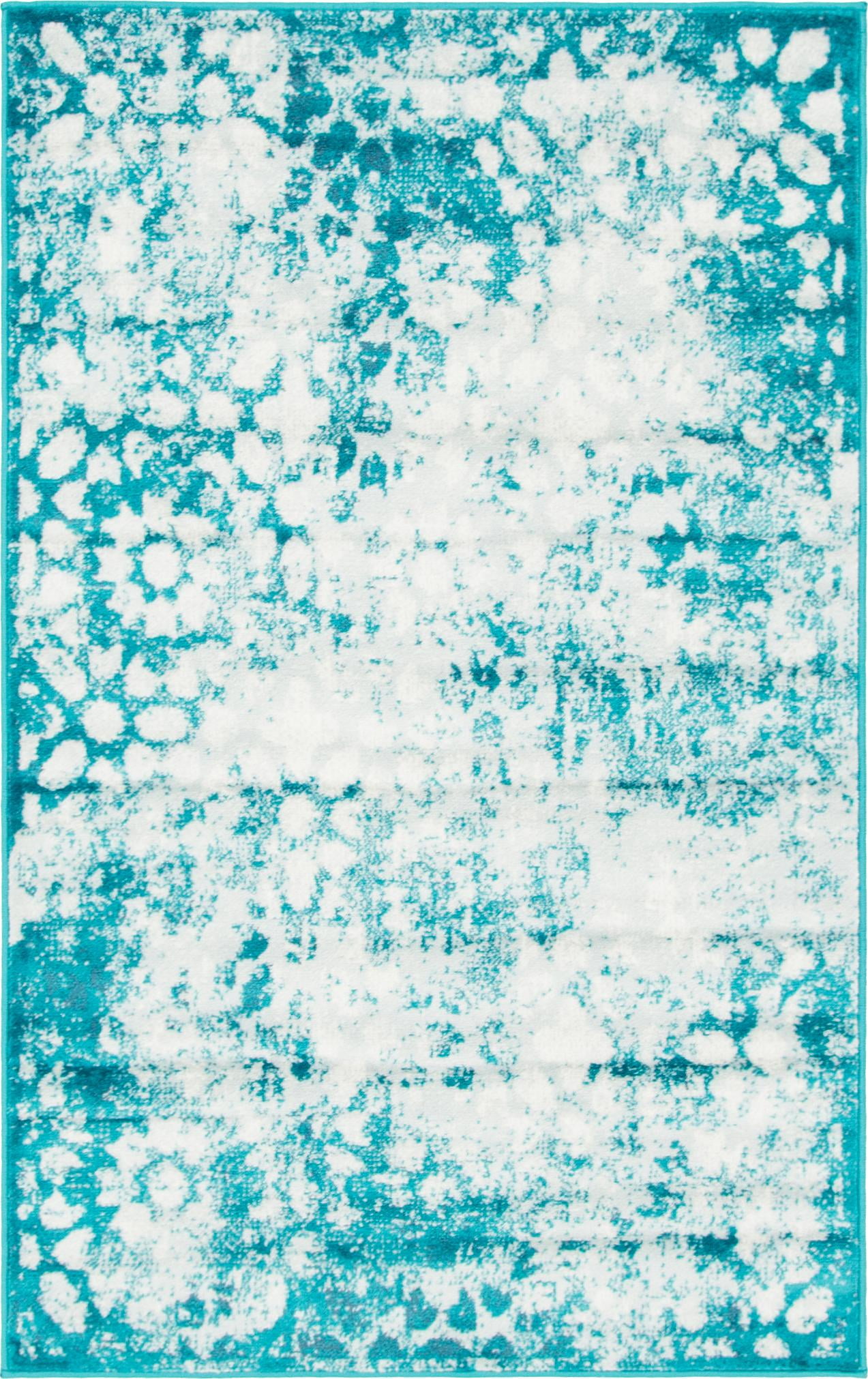Unique Loom Indoor Rectangular Distressed Modern Area Rugs White/Blue ...