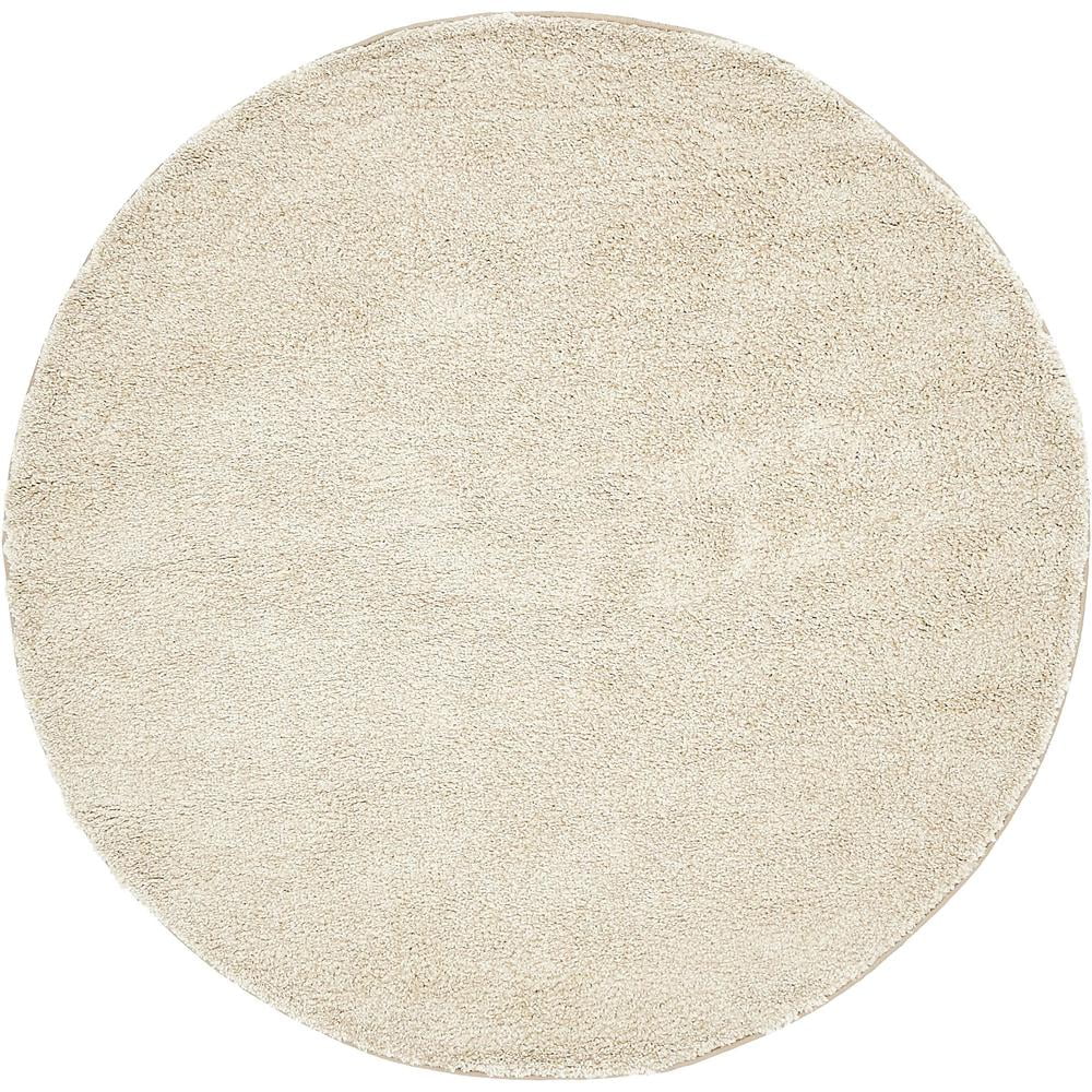 Unique Loom Indoor Round Solid Modern Area Rugs Off-White, 6' 0 x 6' 0 ...
