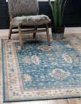 Unique Loom Indoor Square Floral Vintage Area Rugs Blue/Gray, 4' 0 x 4 ...