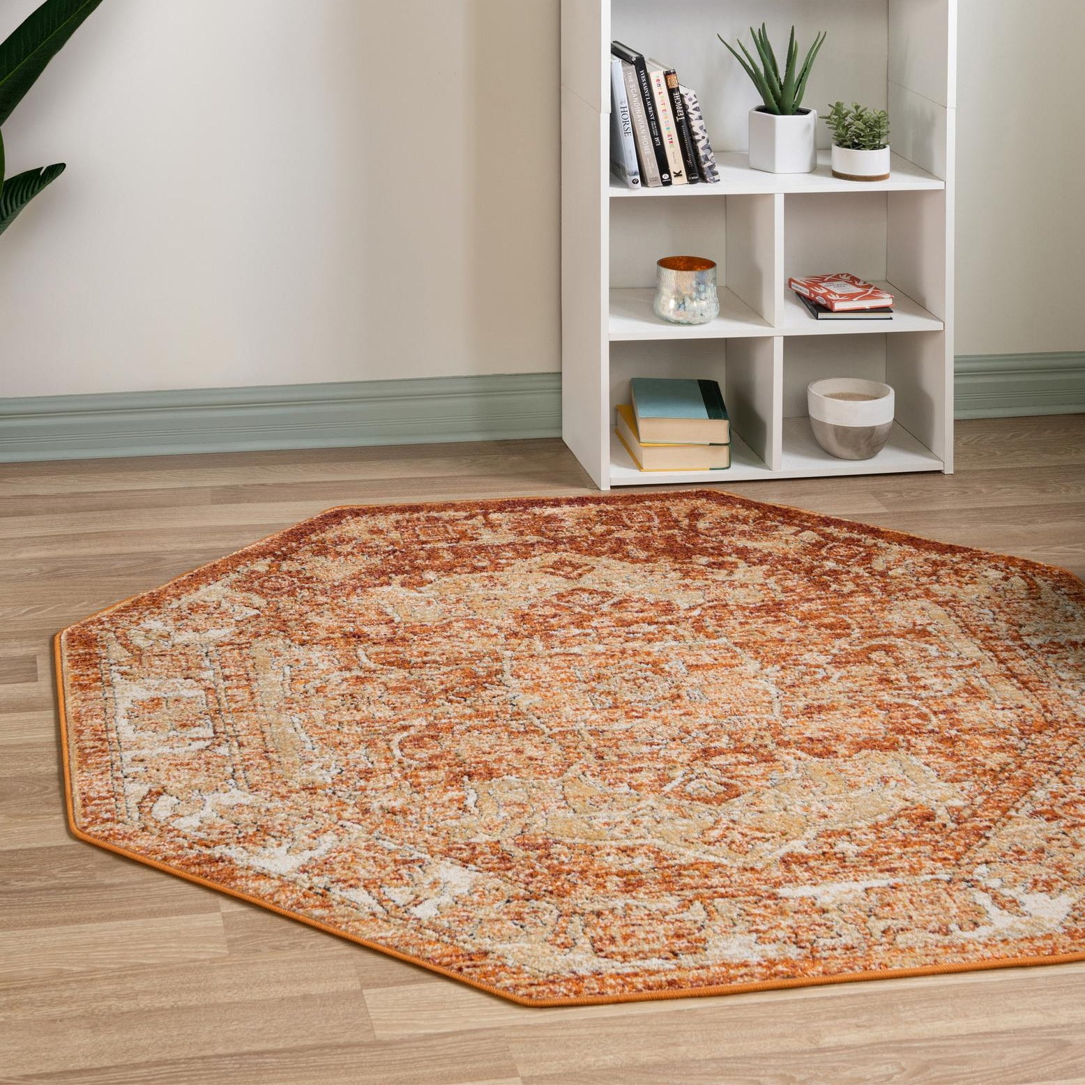 Unique Loom Isabella Collection Area Rug - Adjani (5' 1" Octagon Rust ...