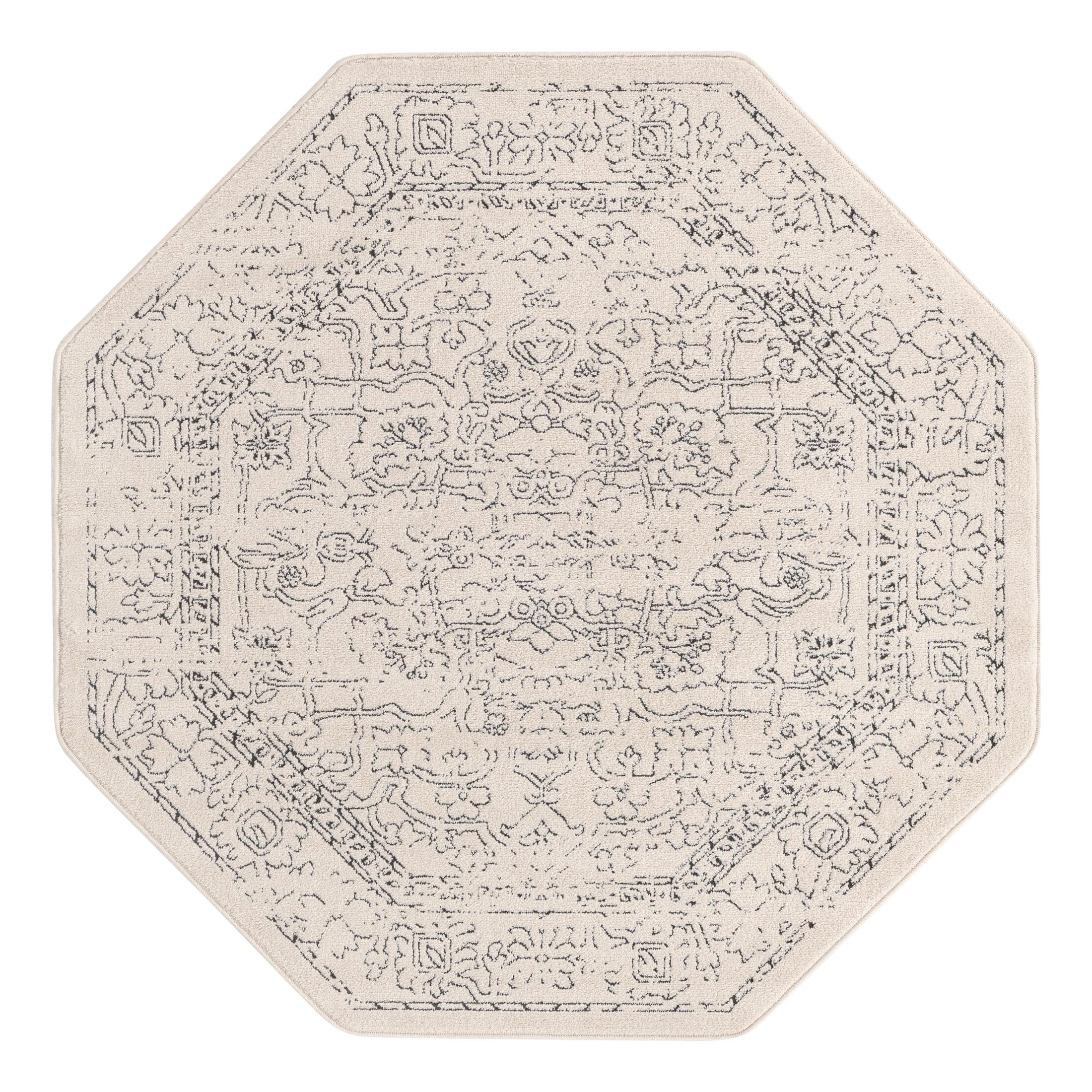 Unique Loom Isabella Collection Area Rug - Adjani (5' 1" Octagon White ...