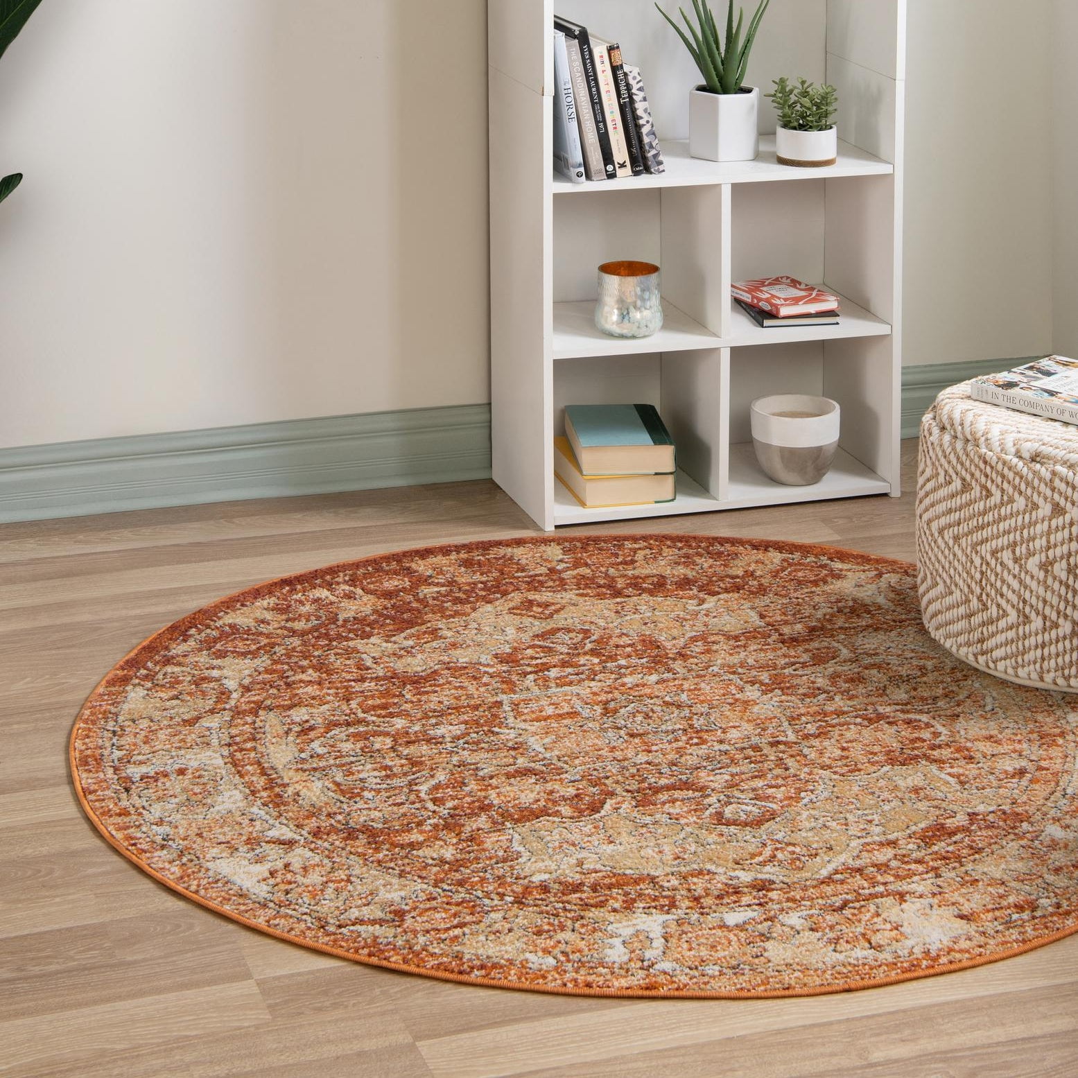 Unique Loom Isabella Collection Area Rug - Adjani (6' 1" Round Rust Red ...