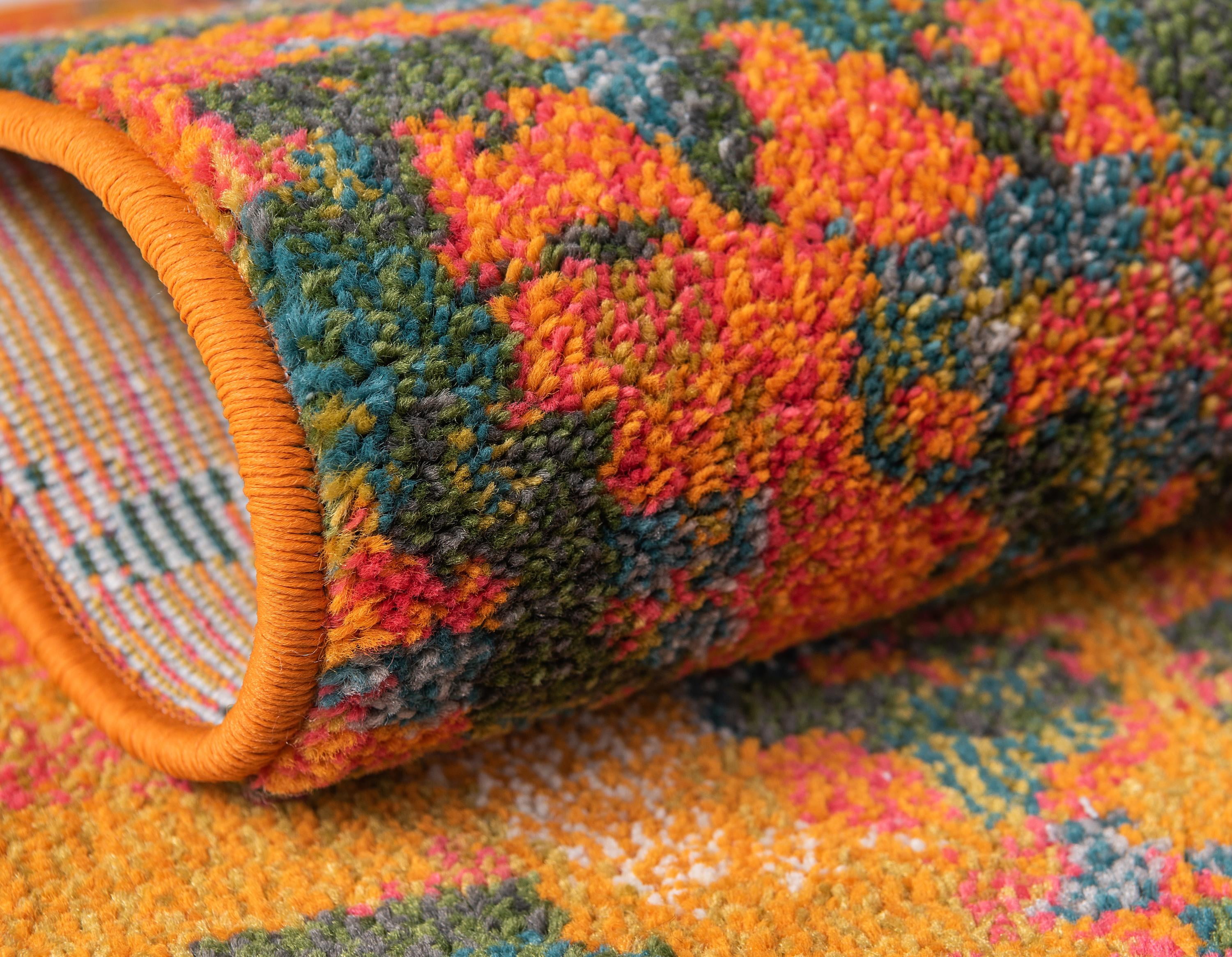 Unique Loom Ivy Jardin Rug Orange/Hunter Green 10' 6" x 16' 5 ...