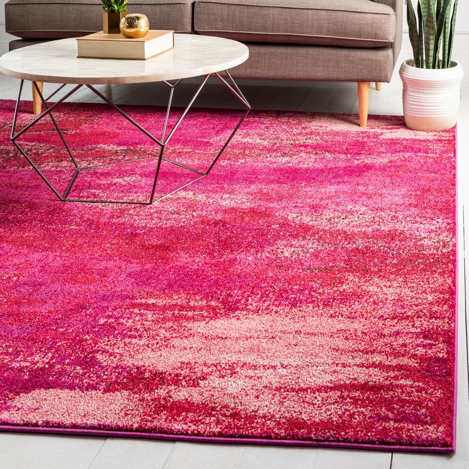 Unique Loom Jardin Collection Area Rug - Lilly (8' Square Pink/Brown ...