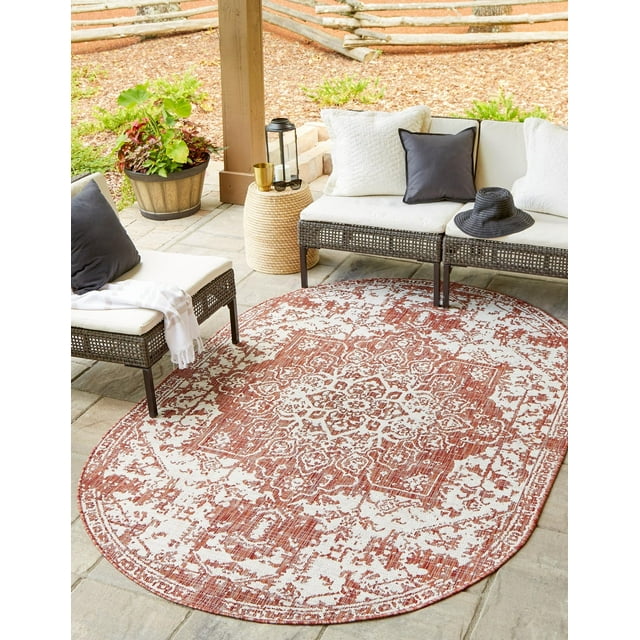 Jill Zarin Outdoor Collection Area Rug - Dubai (5' 3" x 8' Oval Rust ...