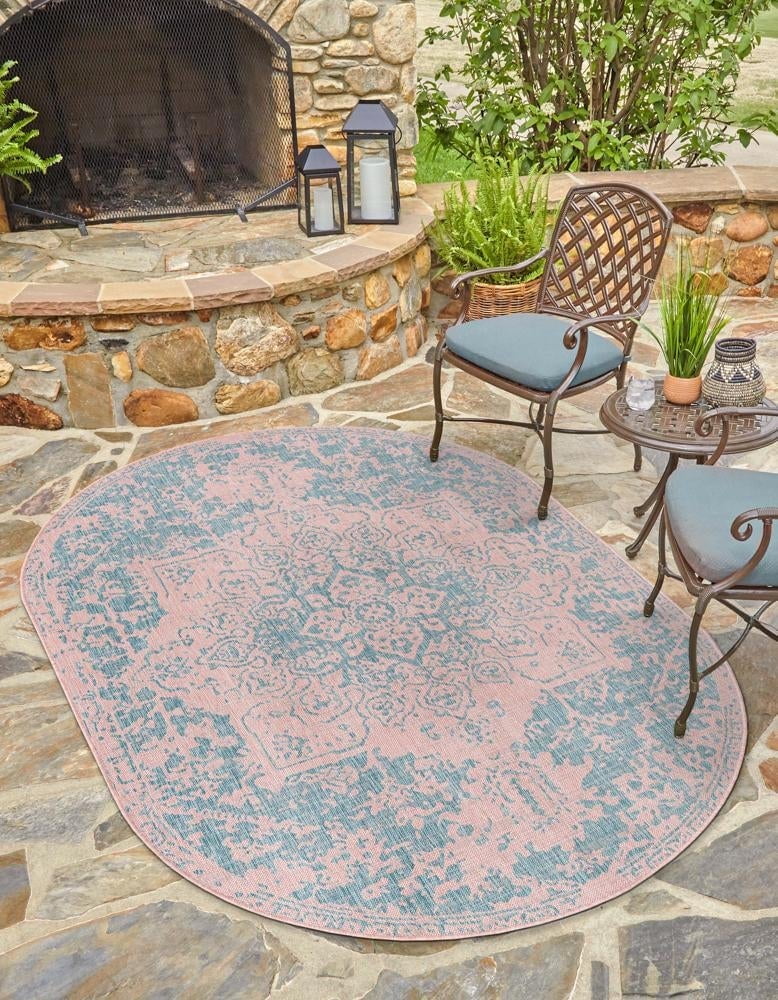 Jill Zarin Outdoor Collection Area Rug - Dubai (7' 10" x 10' Oval Pink ...