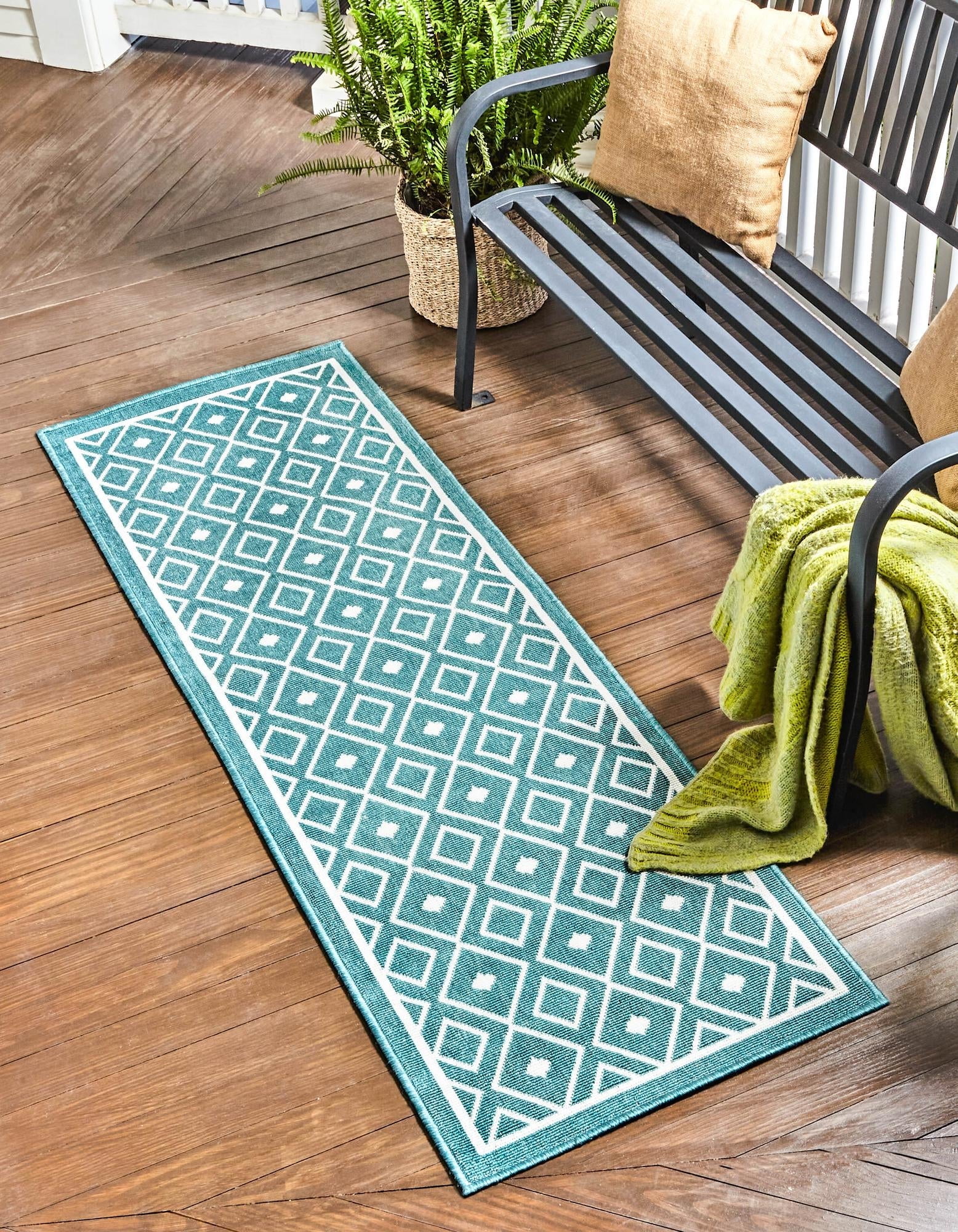 Unique Loom Outdoor Trellis Collection Area Rug - Kafes (2' x 6' Runner ...