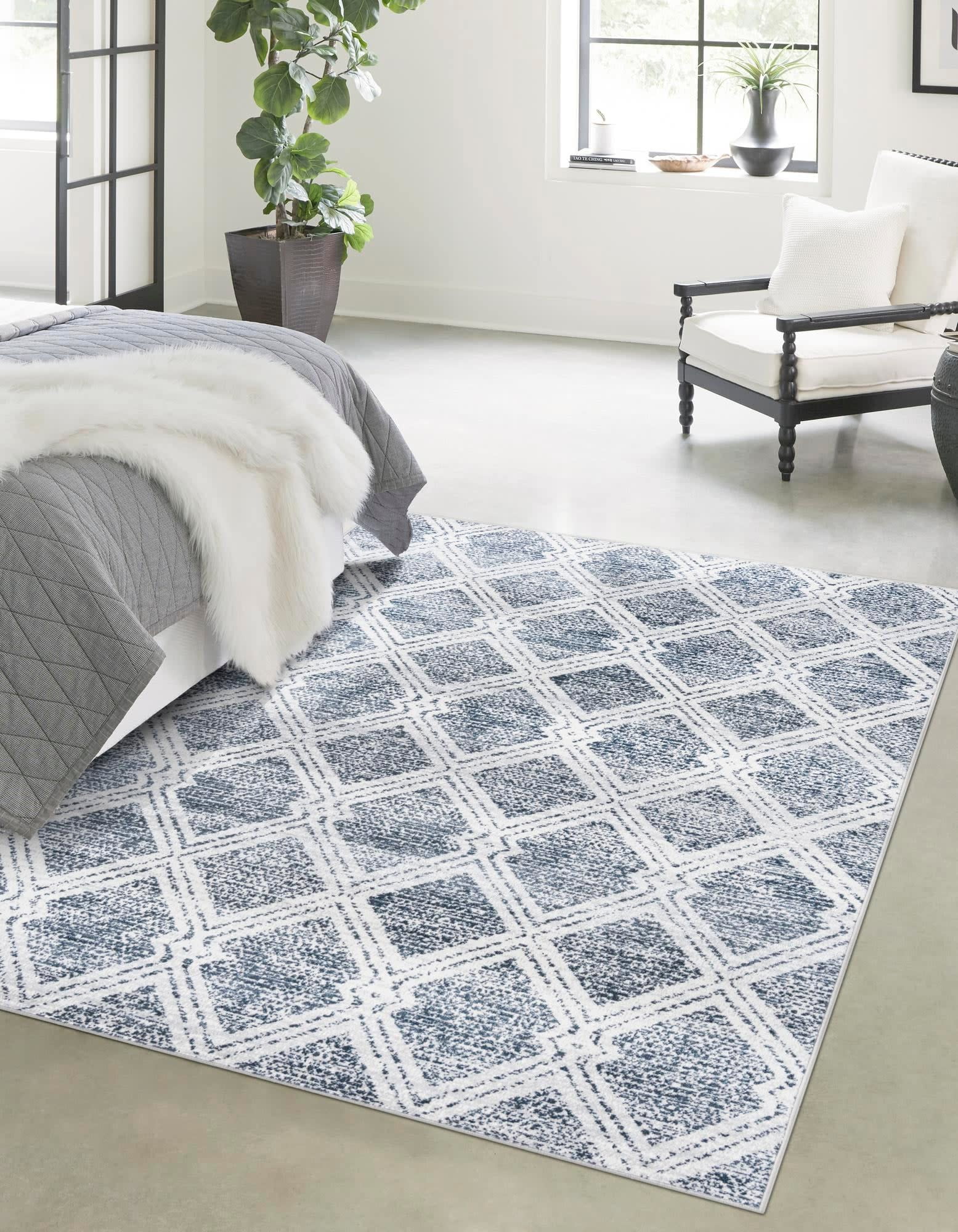 Unique Loom Kamala Washable Collection Area Rug - Modern Trellis (10' x ...
