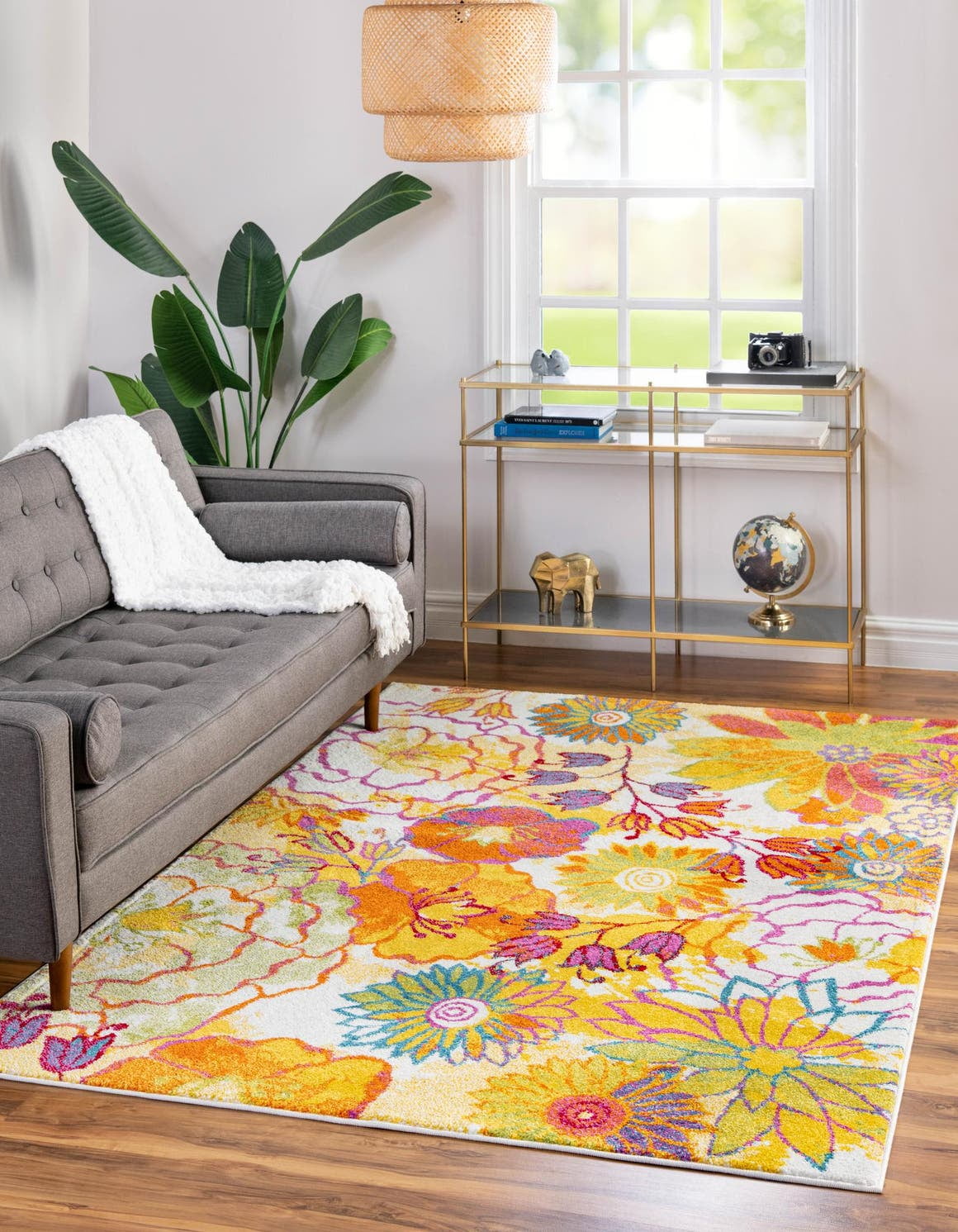 Unique Loom Kennedy Lyon Rug Ivory/Green 9' x 12' 2" Rectangle Floral ...