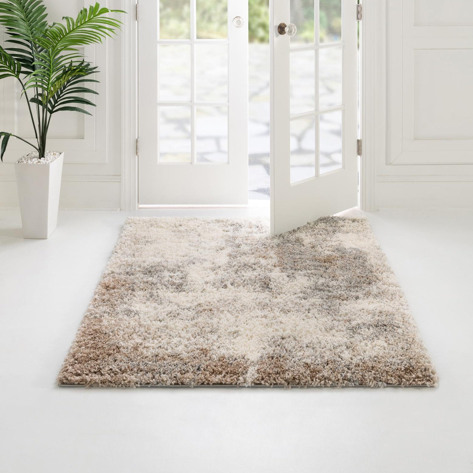 Unique Loom Soft Touch Shag Collection Area Rug - Kofi (8' Square Khaki ...