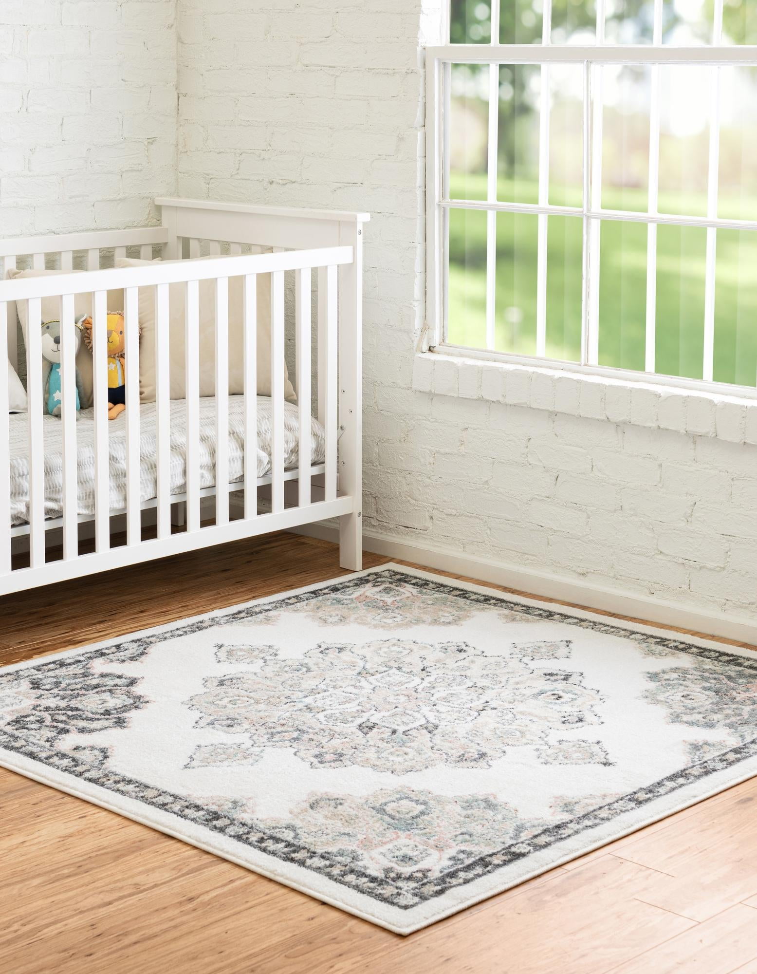 Unique Loom Kokulu Parker Rug Ivory/Beige 5' 1" Square Border ...