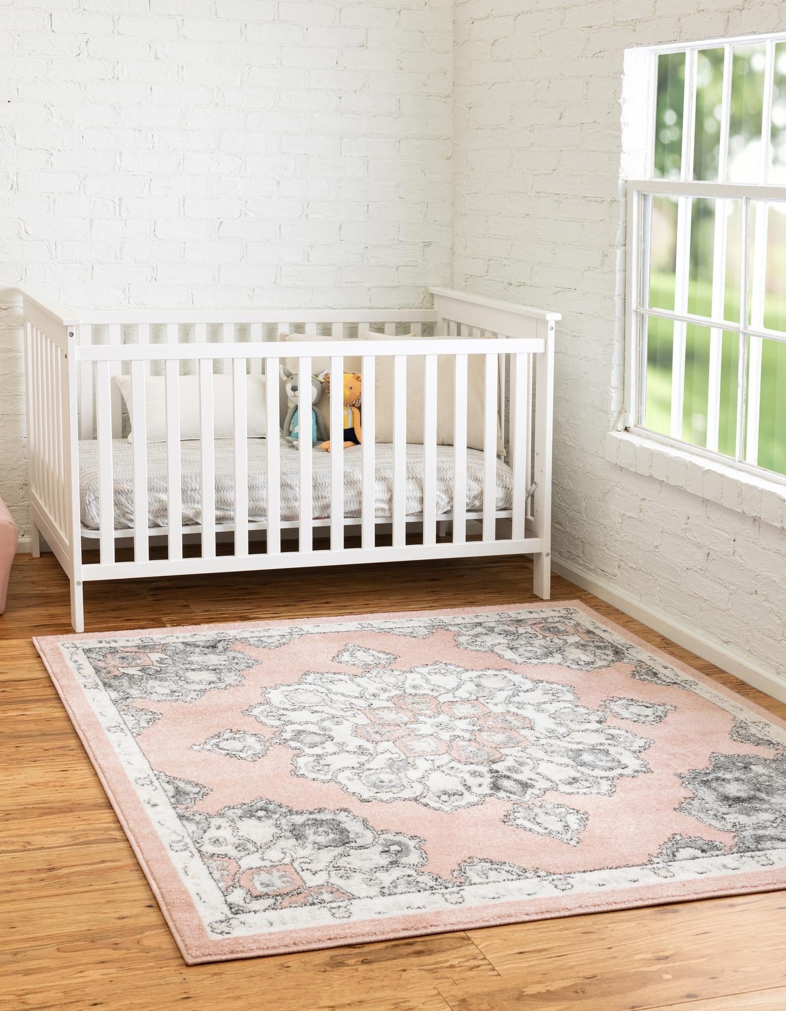 Unique Loom Kokulu Parker Rug Rose/Black 4' Square Border Traditional ...