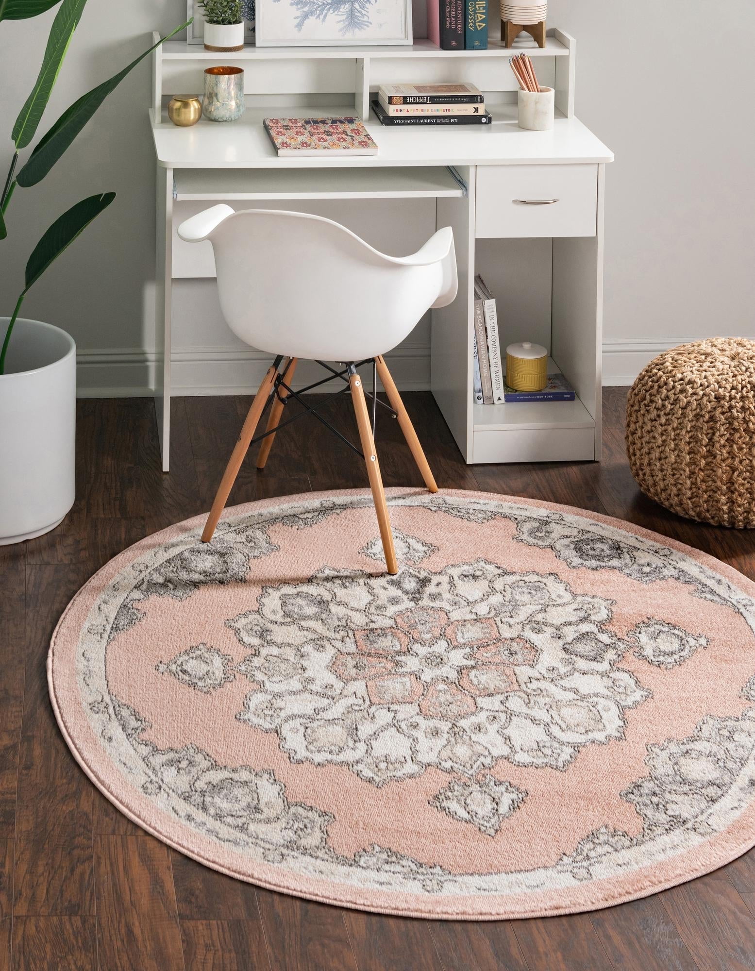 Unique Loom Kokulu Parker Rug Rose/Black 7' 10" Round Border ...