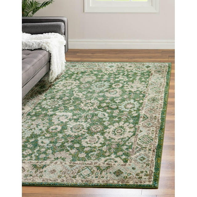 Unique Loom Krystle Penrose Rug Green/Beige 8' x 10' Rectangle Floral ...