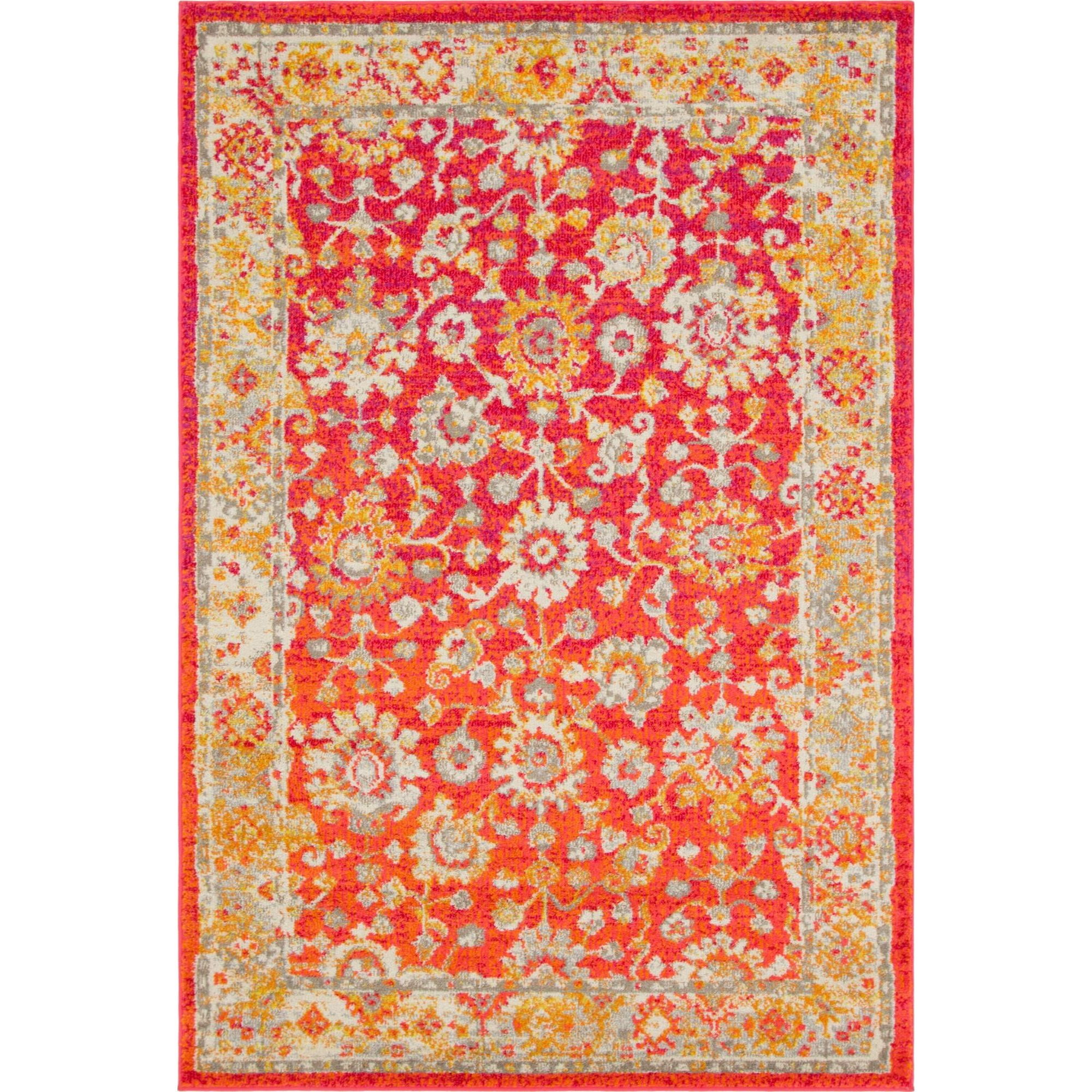 Unique Loom Krystle Penrose Rug Rust Red/Gold 5' 3" x 7' 9" Rectangle ...