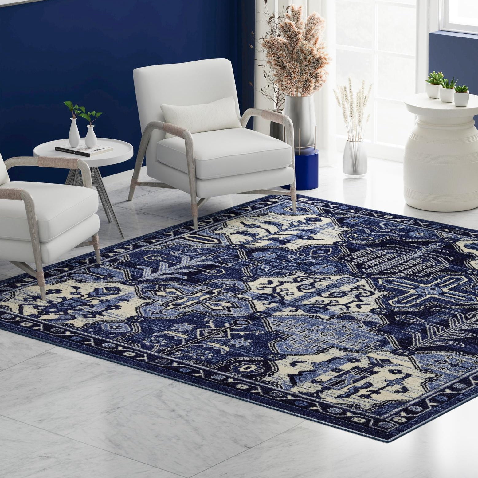 Unique Loom La Jolla Collection Area Rug - Cathedral (6' 1" Square Blue ...