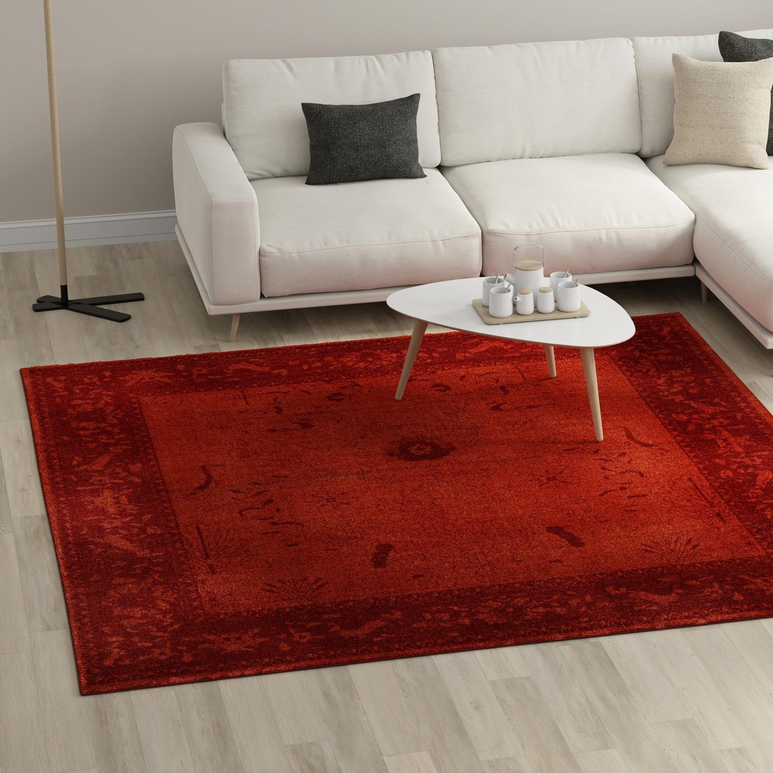 Unique Loom La Jolla Collection Area Rug - Floral (9' 10" Square Rust ...