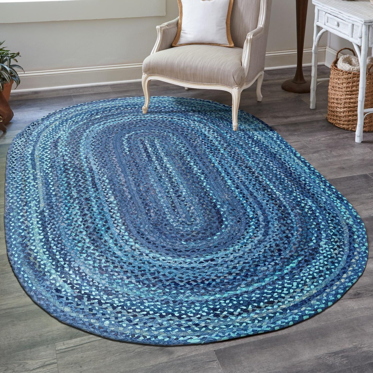 Unique Loom Braided Chindi Collection Area Rug - Layer (8' x 10' Oval ...