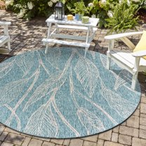 8ft Round Water Resistant, Large Indoor Outdoor Rugs for Patios, Front ...