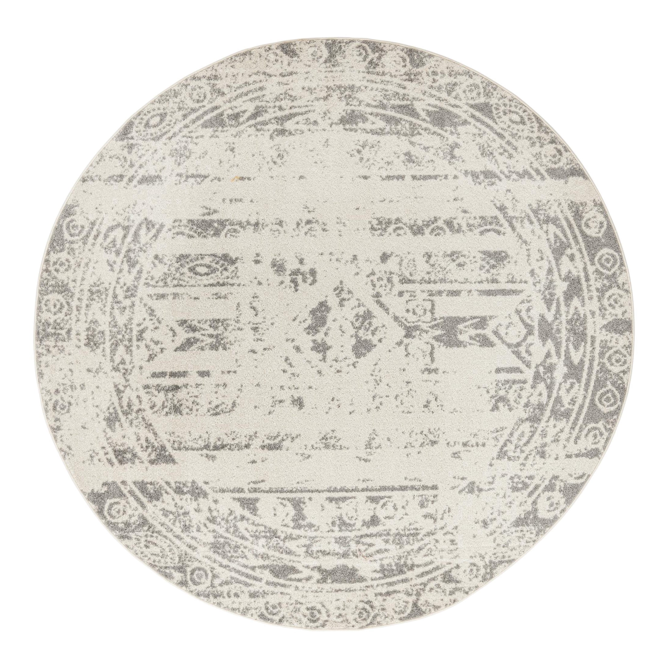 Unique Loom Lennon Collection Area Rug - Zal (2' Round Ivory and Gray ...