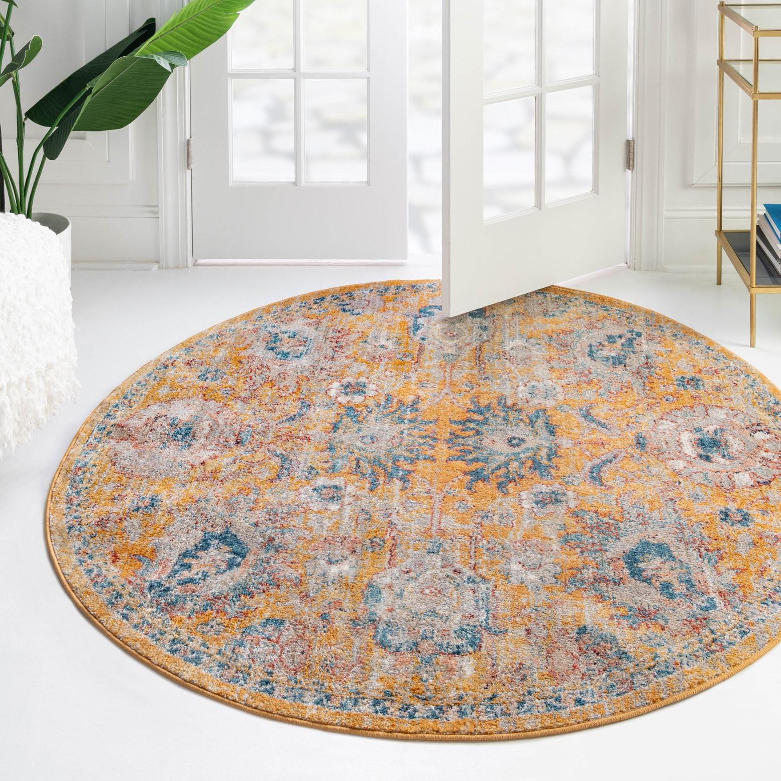 Unique Loom Lola Collection Area Rug - Classic (5' 2" Round Yellow ...