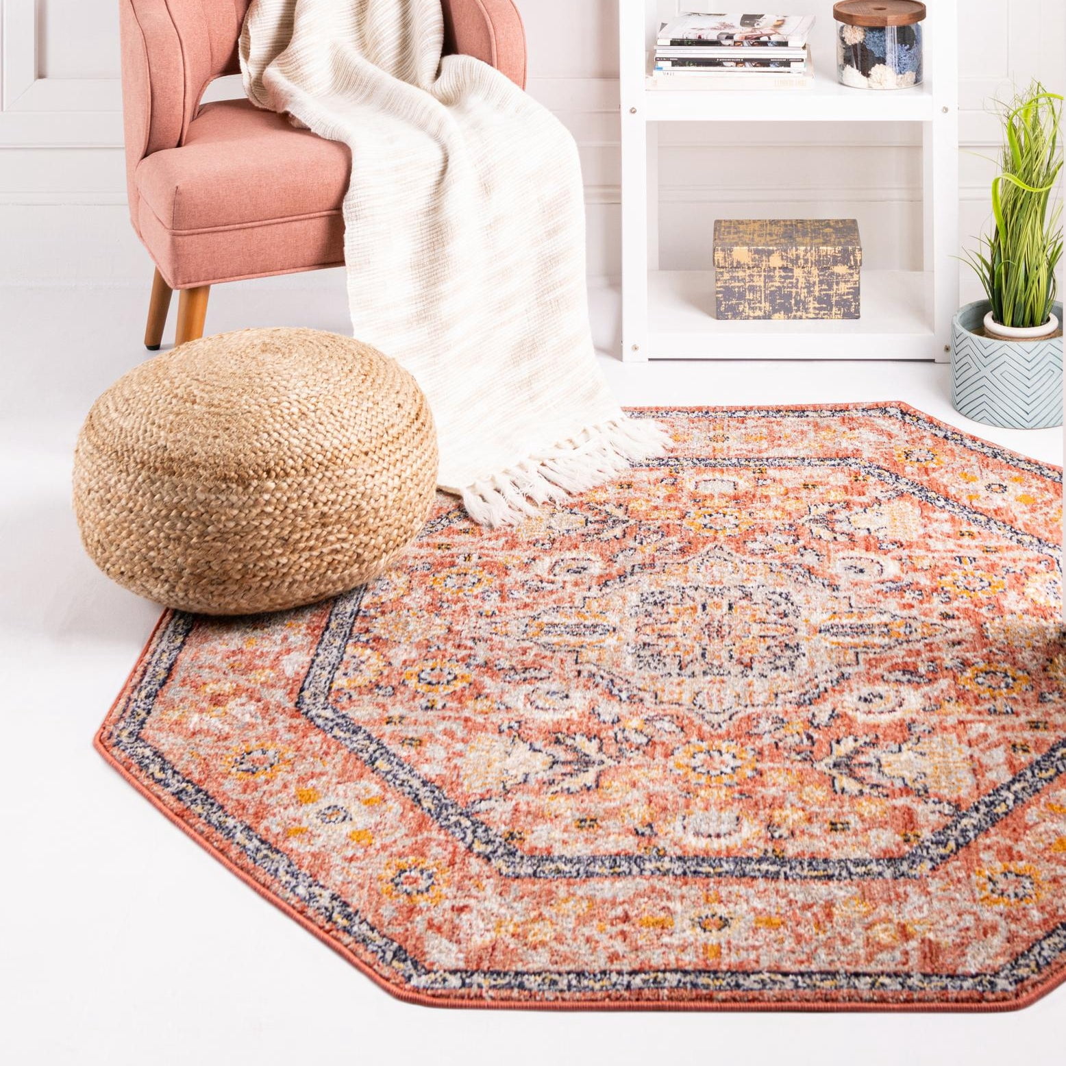 Unique Loom Lola Collection Area Rug - Traditional (5' Octagon Brick ...