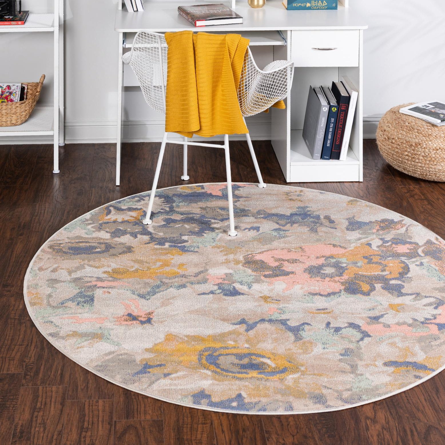 Unique Loom Lotus Collection Area Rug - Nymphaea (5' Round Multi/Black ...