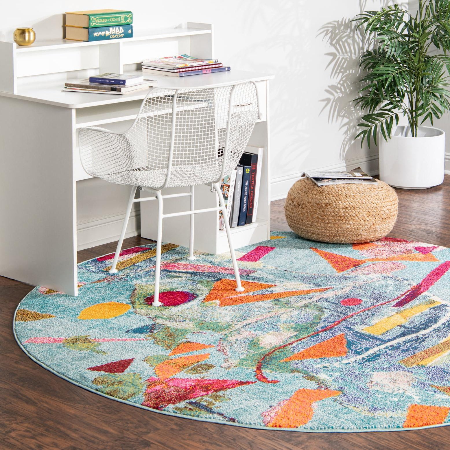 Unique Loom Vivid Collection Area Rug - Lucknow (3' 3" Round Aqua/Blue ...