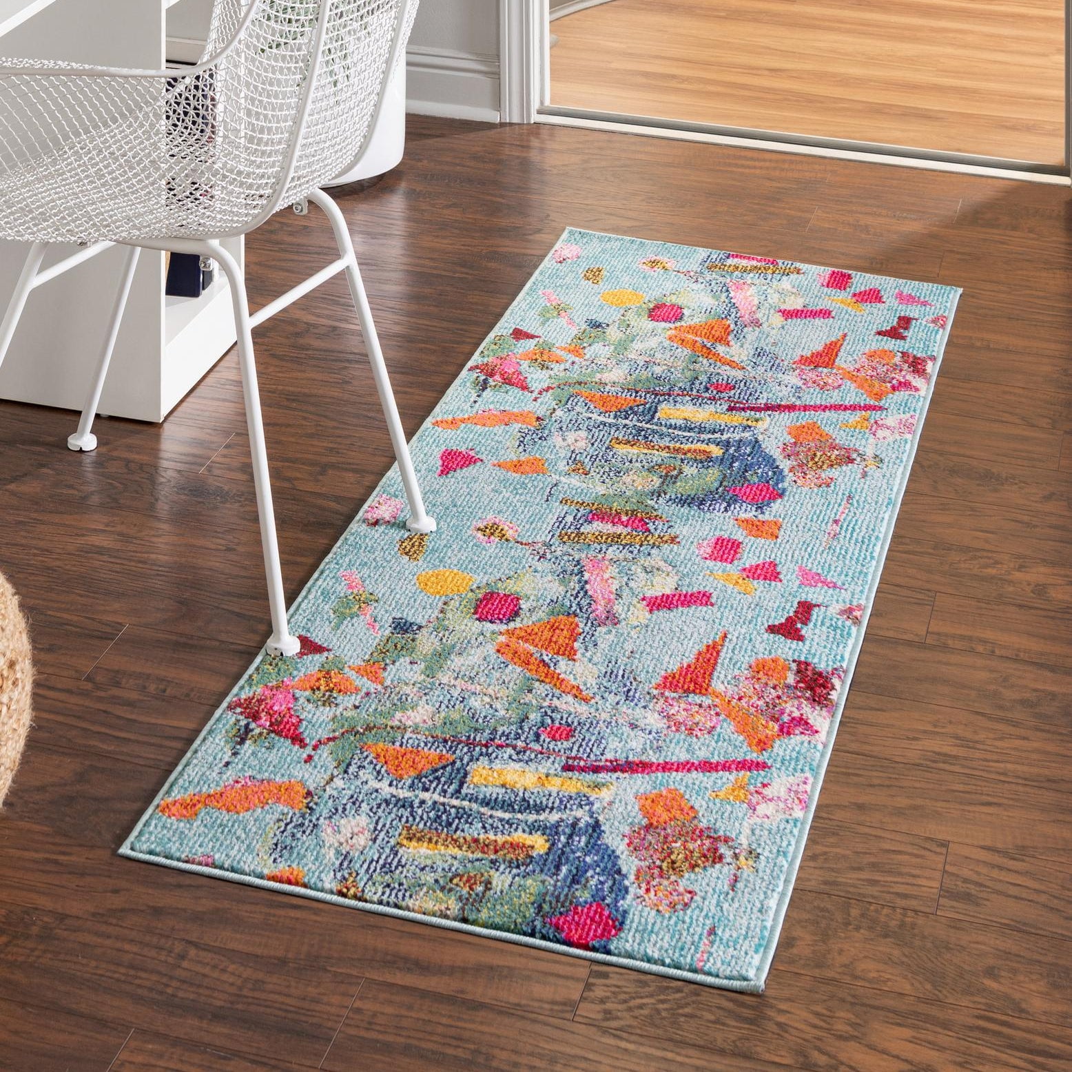 Unique Loom Vivid Collection Area Rug - Lucknow (2' x 8' Runner Aqua ...