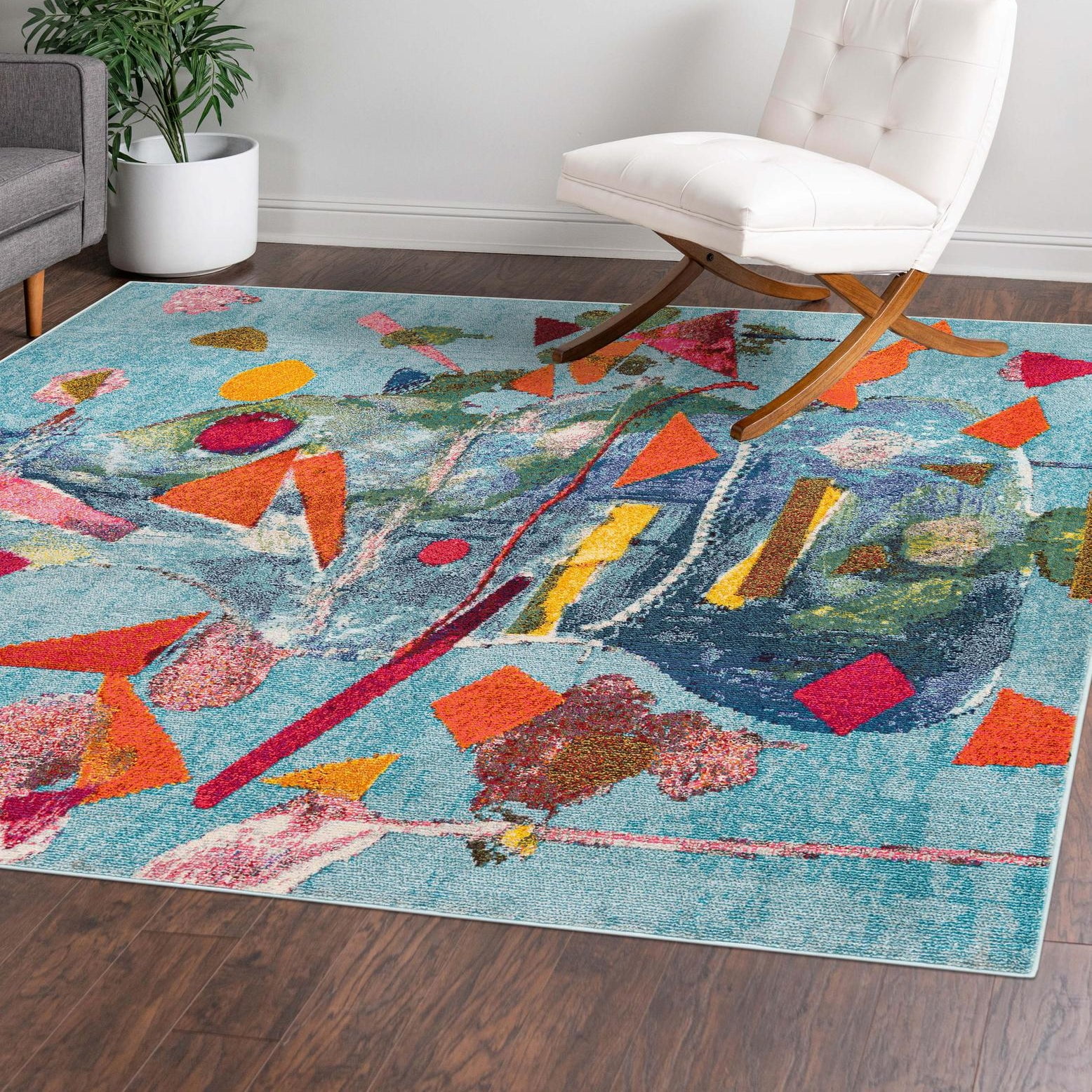 Unique Loom Vivid Collection Area Rug - Lucknow (7' 10" Square Aqua ...