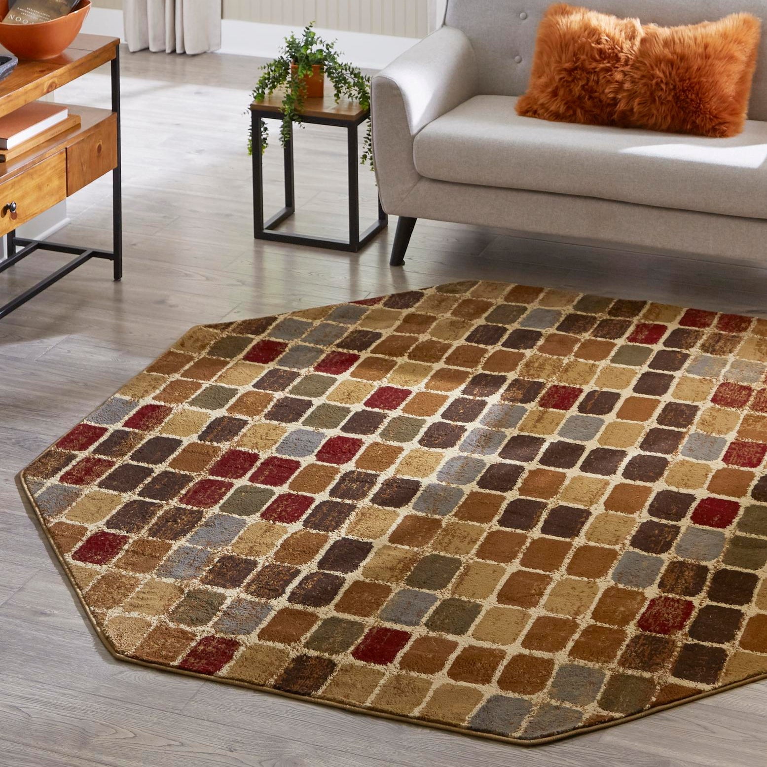 Unique Loom Cafe Collection Area Rug - Lungo (7' Octagon Multi/Beige ...