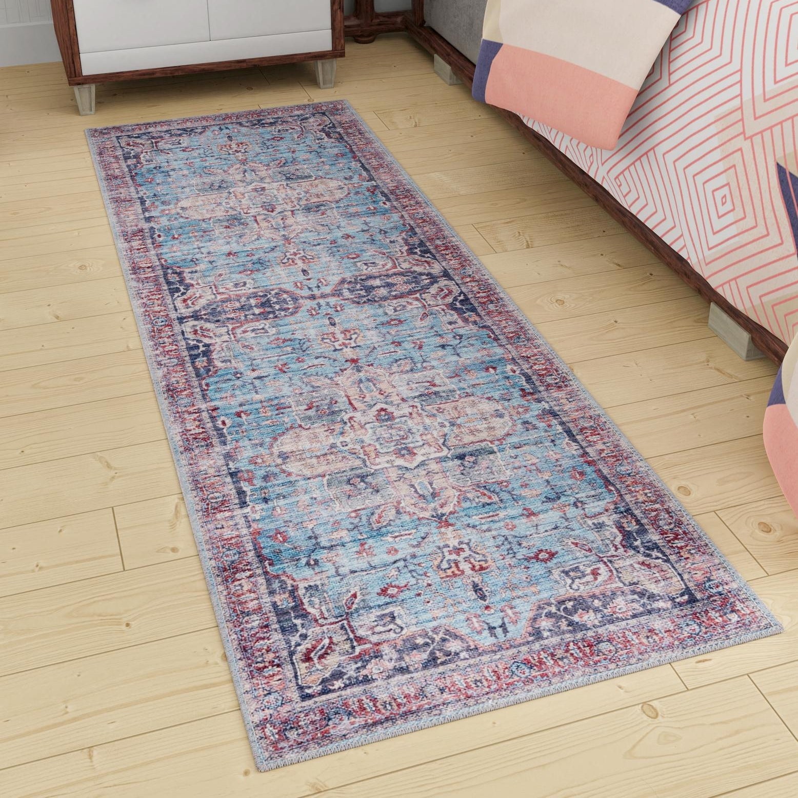 Unique Loom Maahru Collection Area Rug - Blue Moon (2' x 4' 1" Runner ...