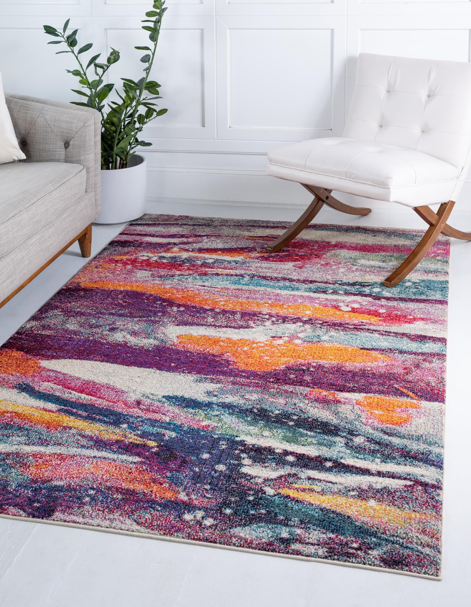 Unique Loom Majestic Chromatic Rug Multi/Black 5' 1" x 8' Abstract ...
